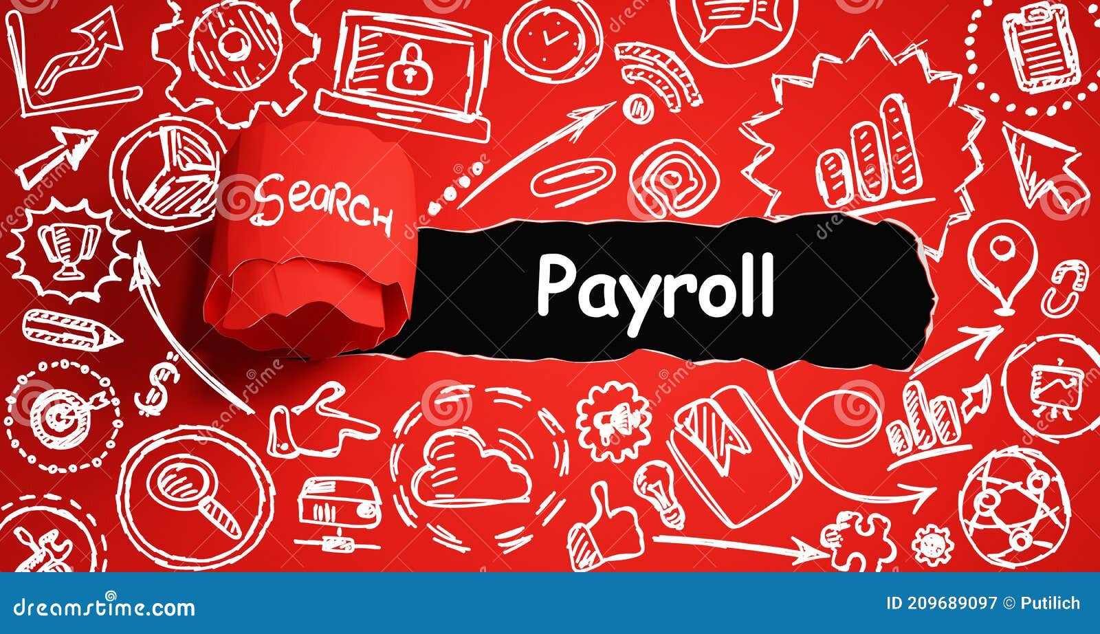 Mock Up with Torn Paper Payroll Text Stock Image - Image of ...