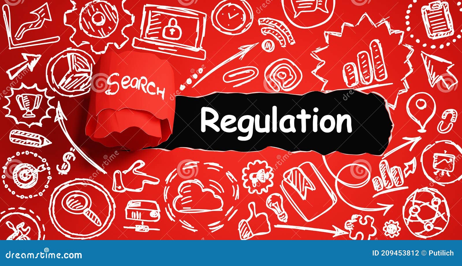 Mock Up with Torn Paper Regulation Text Stock Illustration ...