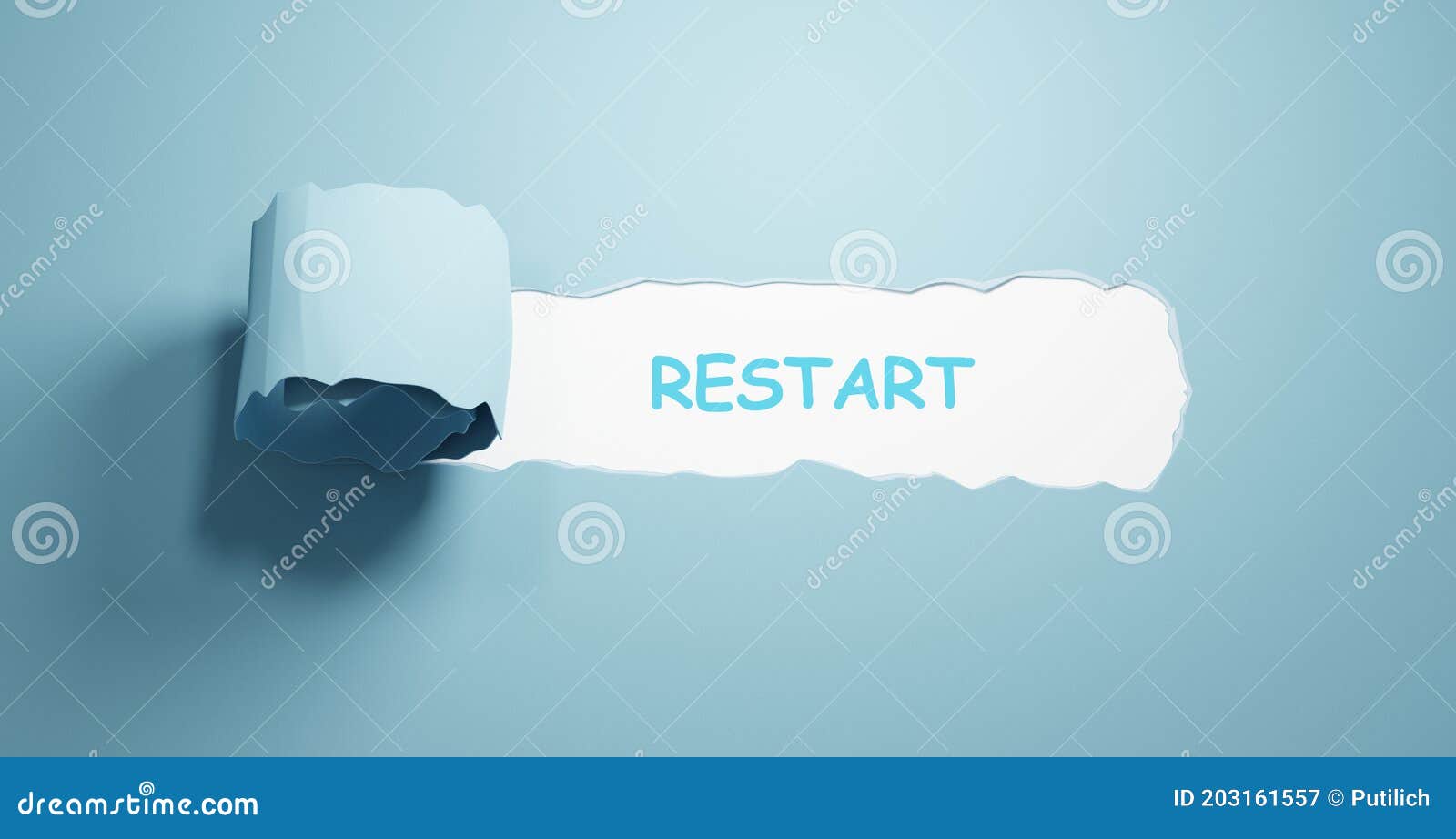 Mock Up with Torn Paper Restart Text. Concept Image Stock Illustration ...