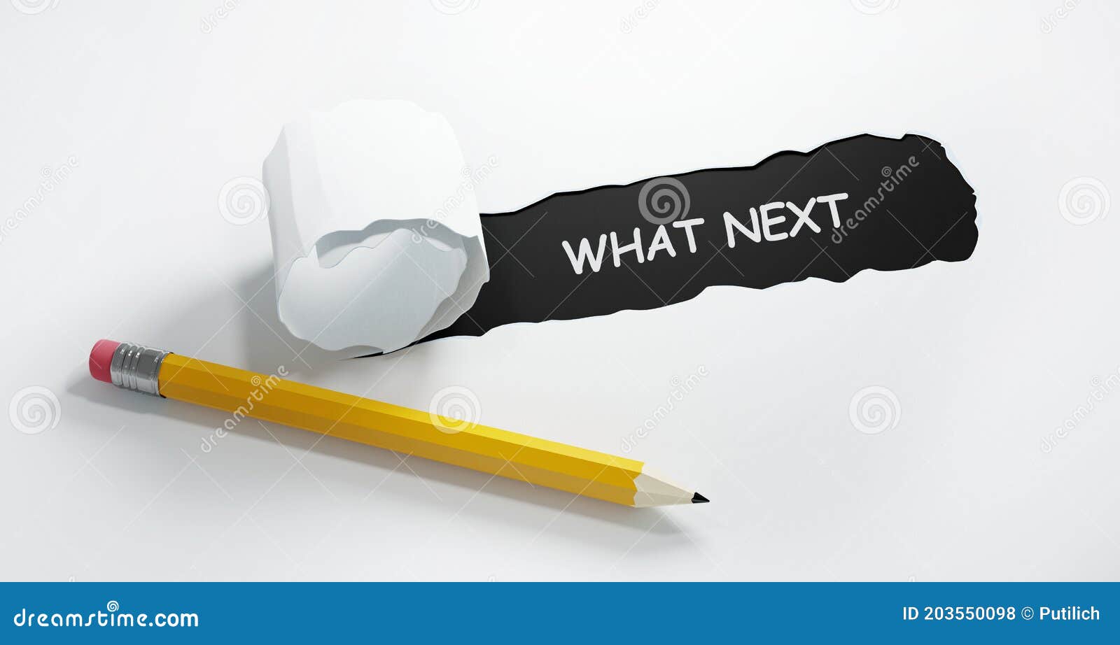 Mock Up with Torn Paper WHAT NEXT Text. Concept Image Stock ...