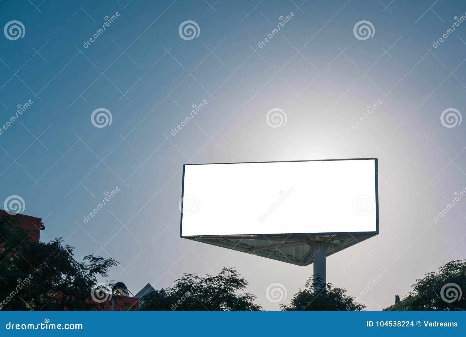 Mock Up of Triangle Billboard or Advertising Poster with Blue Sky ...