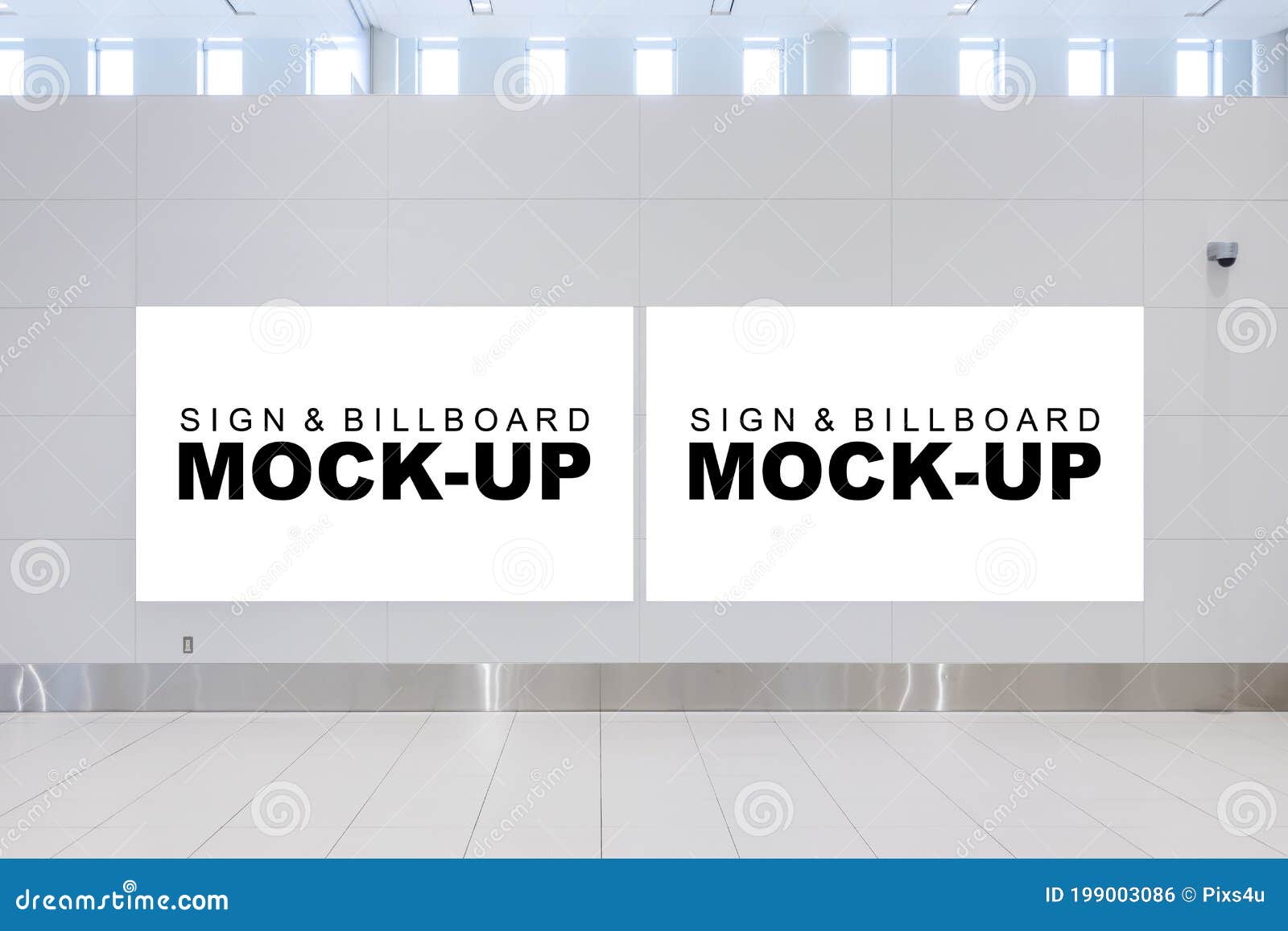 Mock Up Two Rectangle Billboard on the Wall at Airport Stock Photo ...