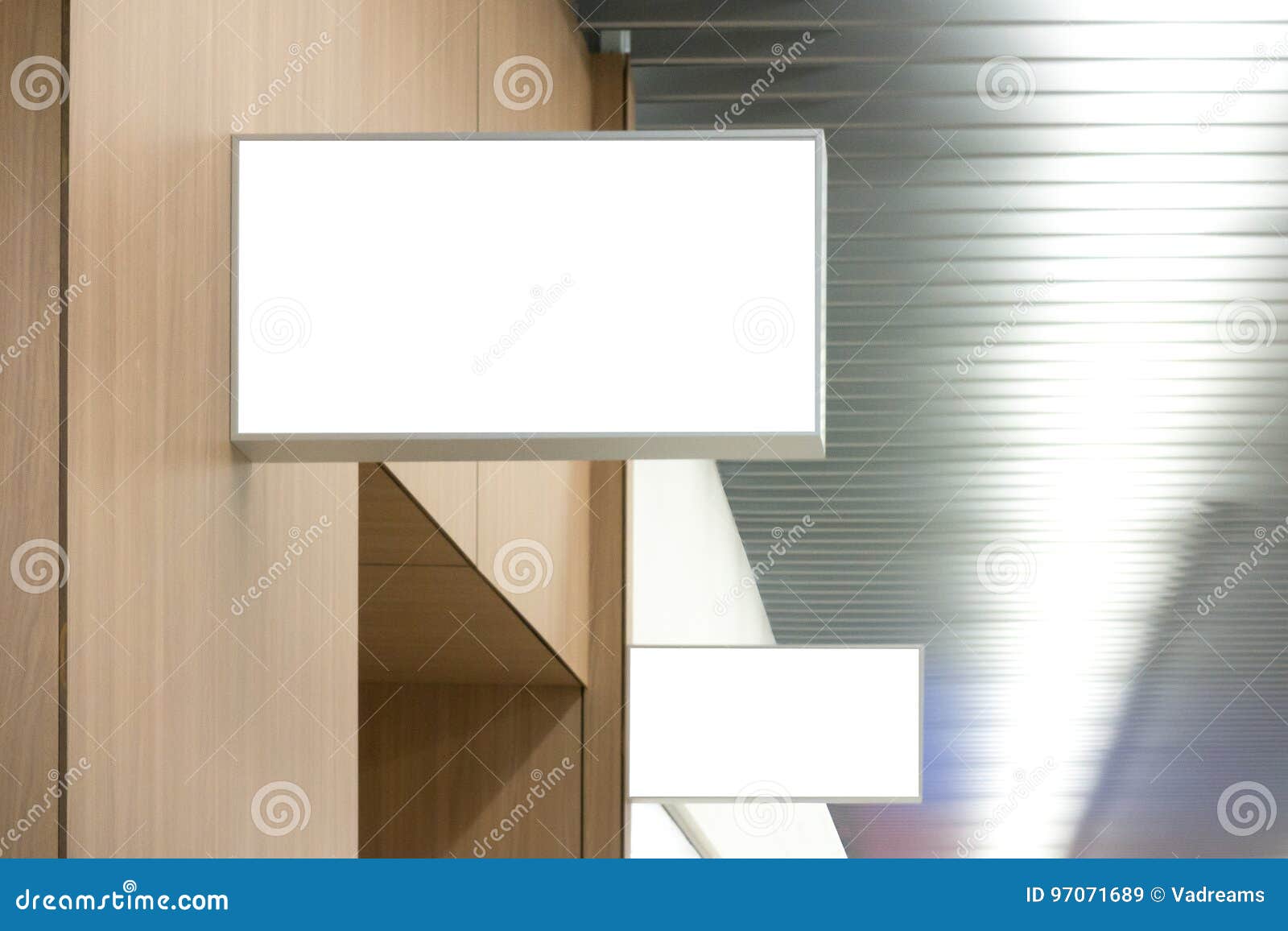 Mock Up. Two Signboards of Store, Shop in Shopping Center. Rectangular ...