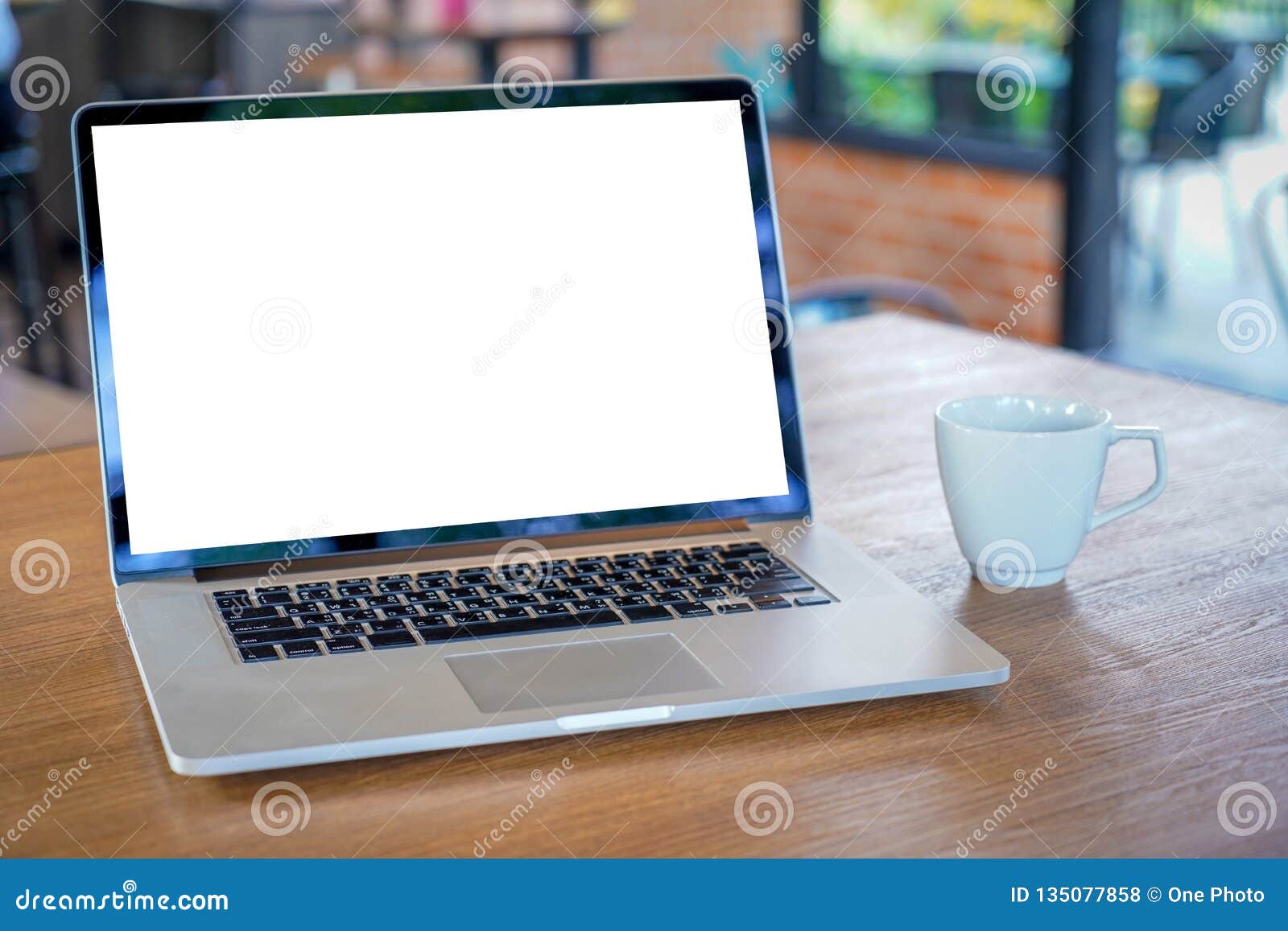 Mock Up Using Laptop with Blank Screen Computer Modern Stock Photo ...