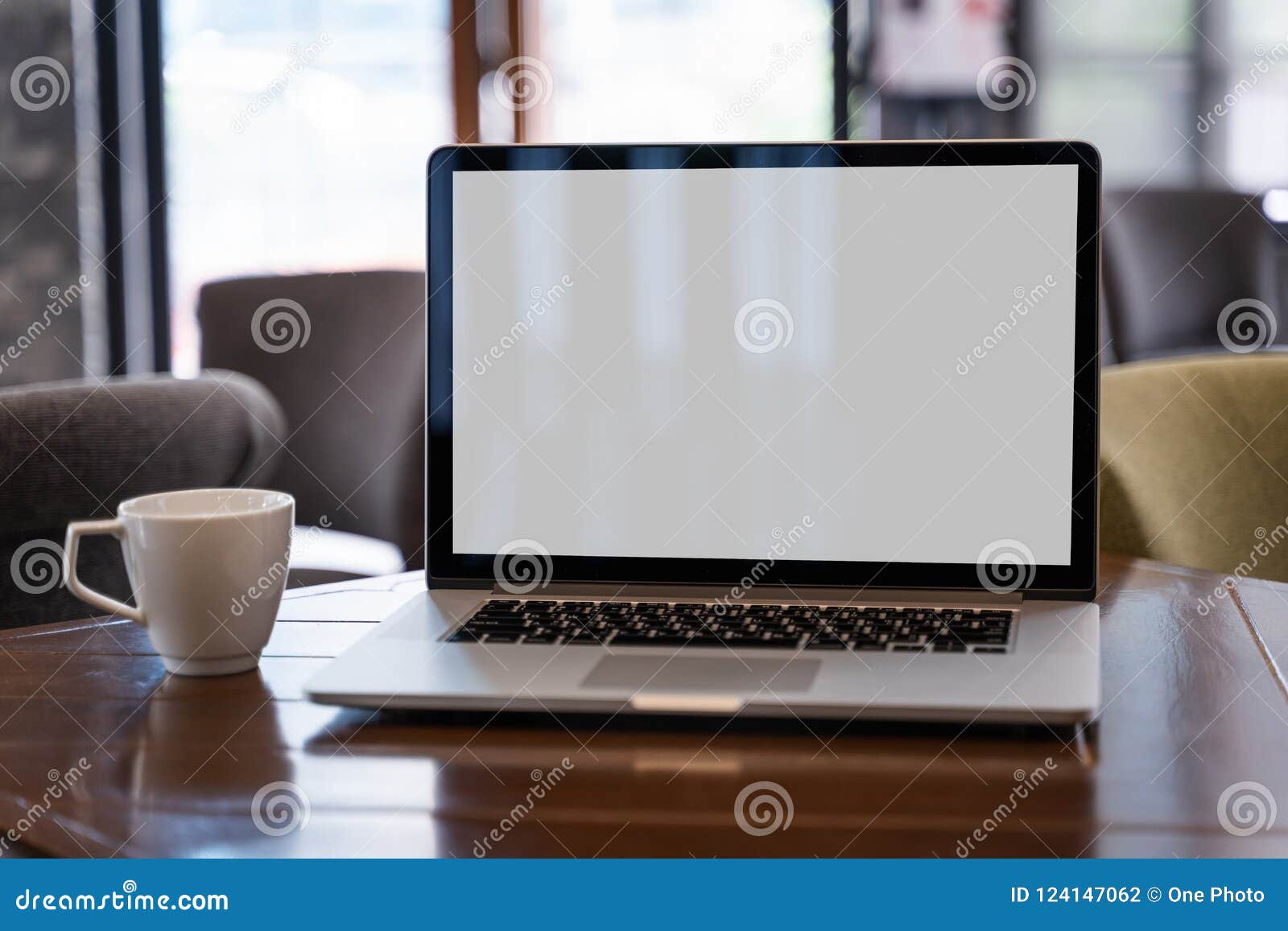 Mock Up Using Laptop with Blank Screen Computer Modern Stock Photo ...