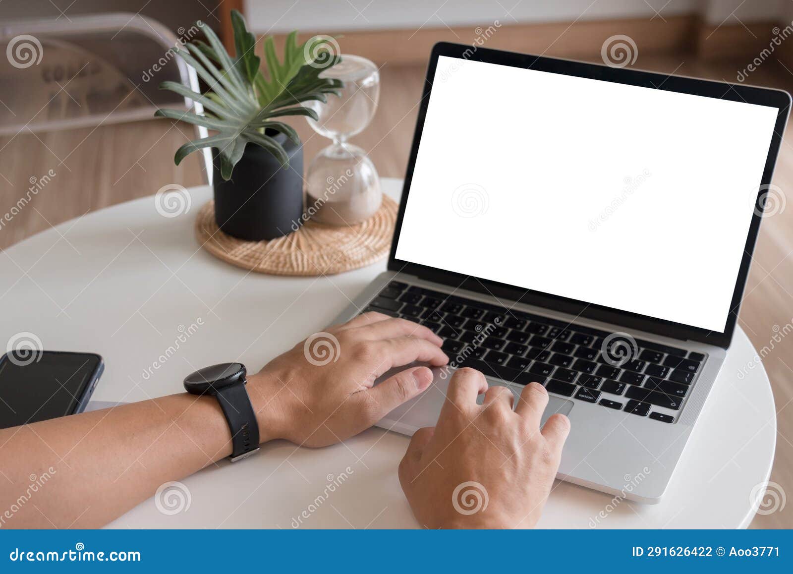 Mock Up Using Laptop with Blank Screen Computer Modern. Copy Space ...