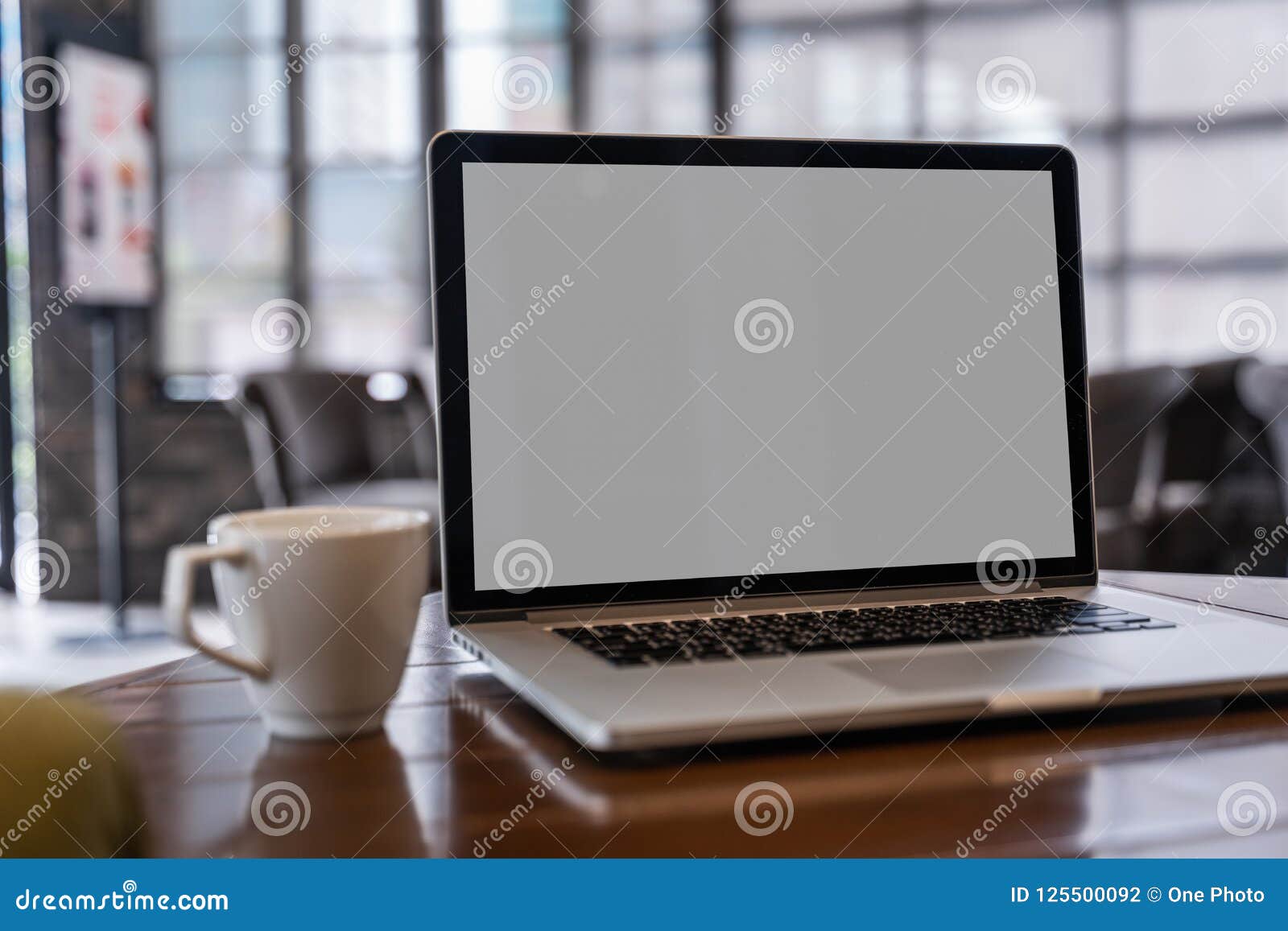 Mock Up Using Laptop with Blank Screen Computer Modern Stock Photo ...