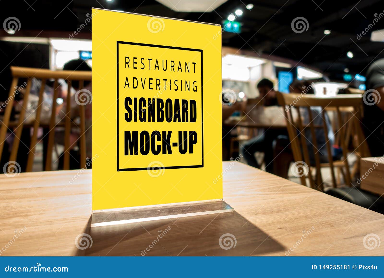 Mock Up Vertical Advertising Signboard Acrylic Frame in Restaurant ...