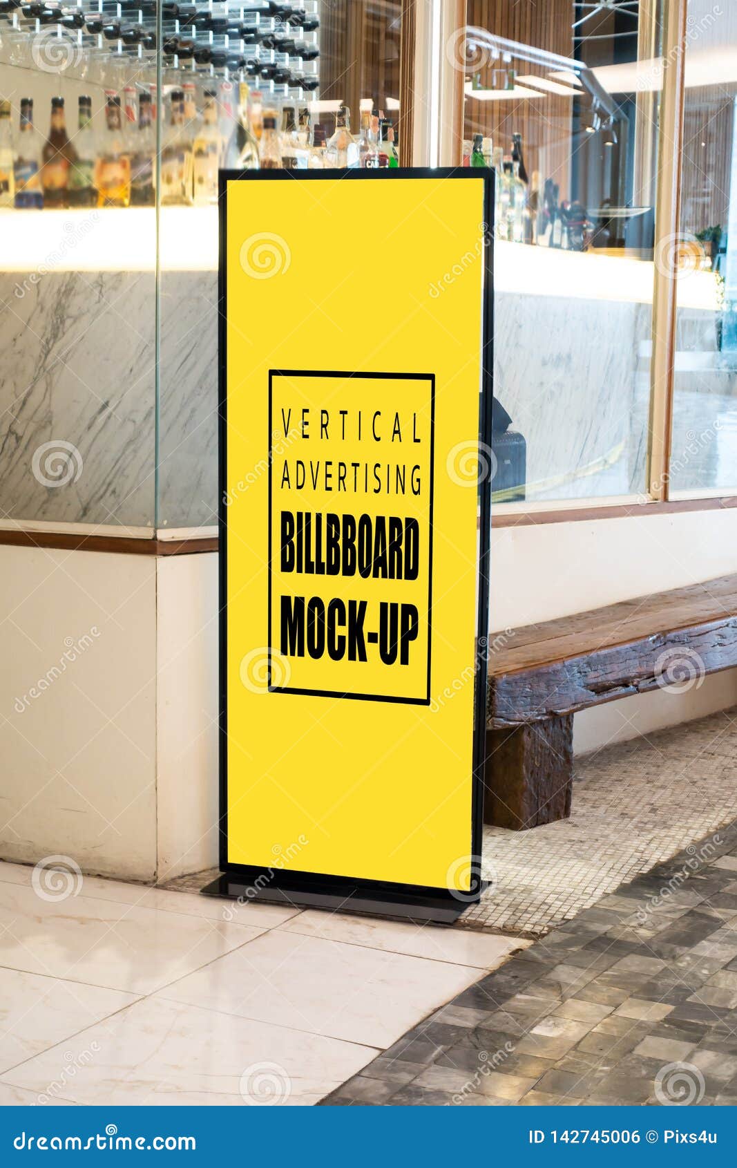 Mock Up Vertical Billboard Advertising Front of Pub Stock Photo - Image ...