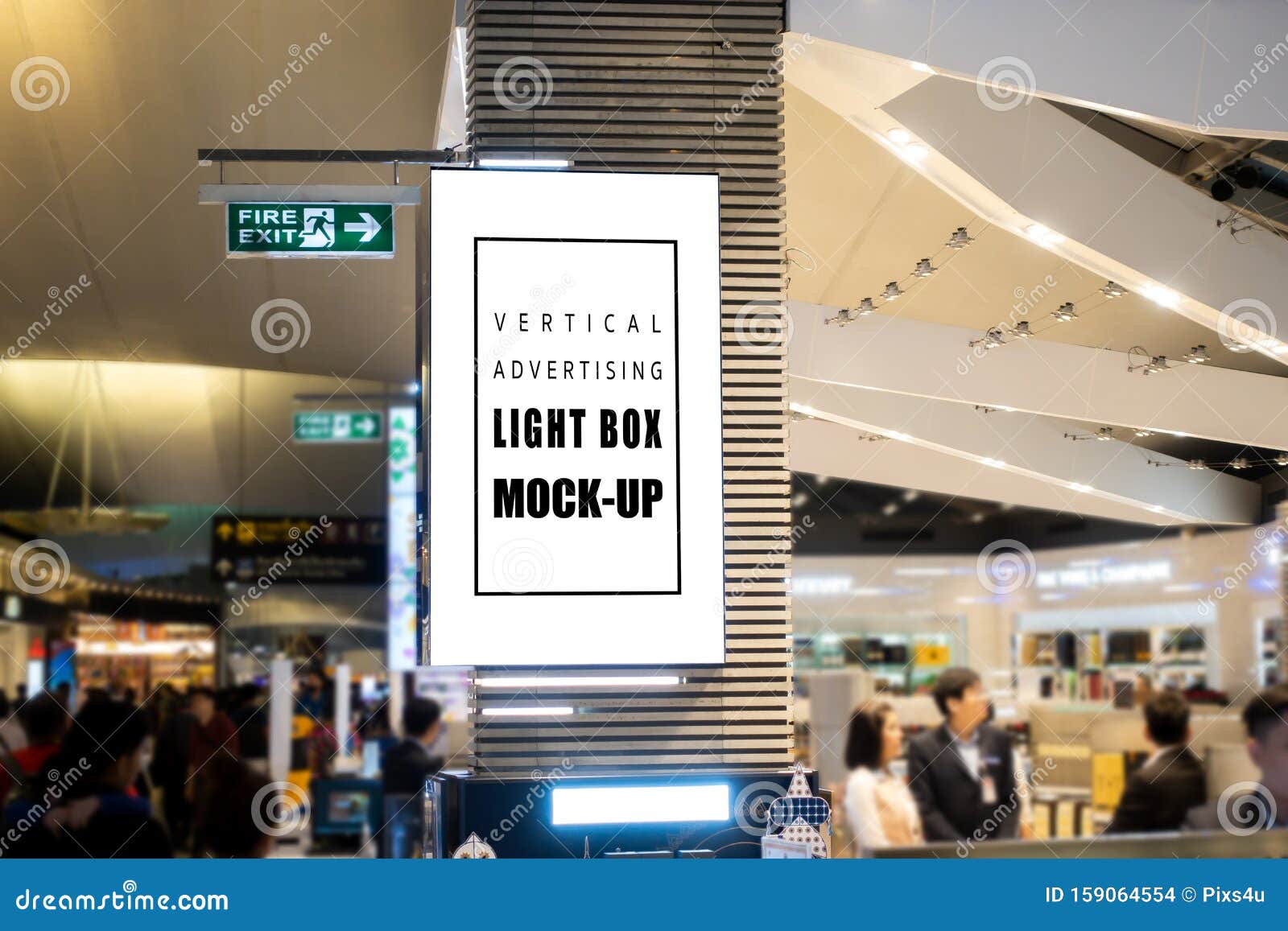 Mock Up Vertical Light Box on Pole of Super Store Stock Photo - Image ...