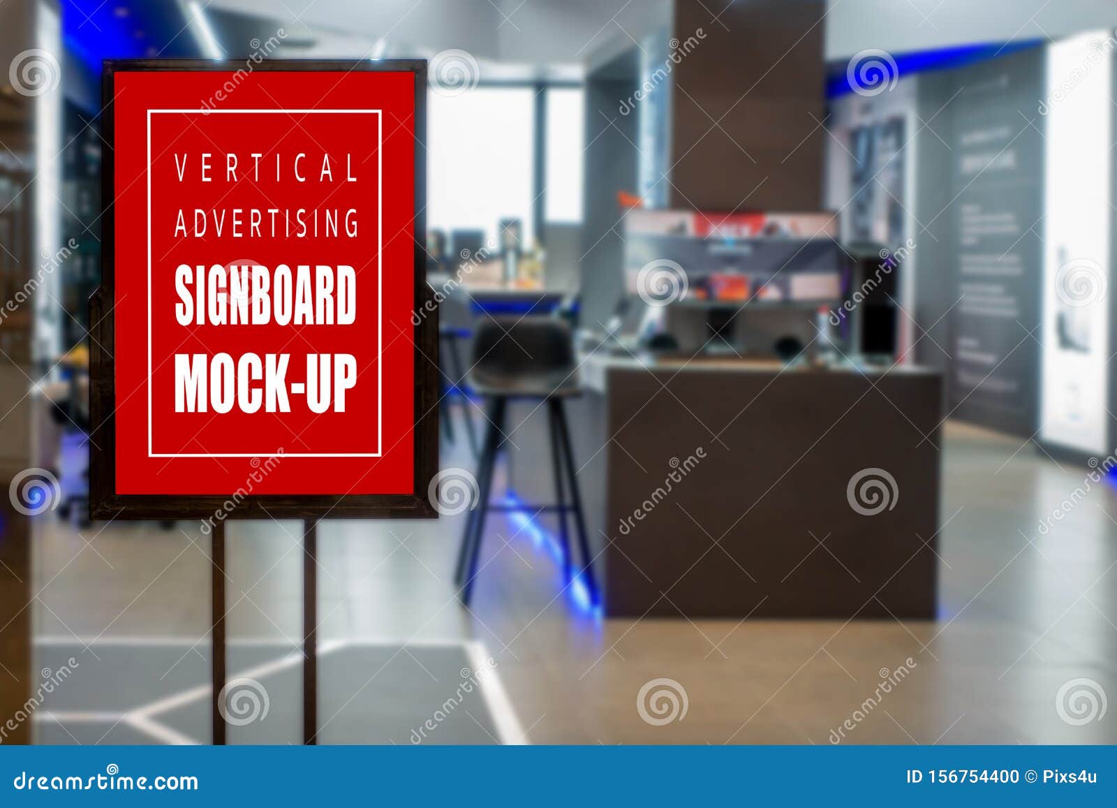 Mock Up Vertical Signboard in Showroom Office Stock Photo - Image of ...