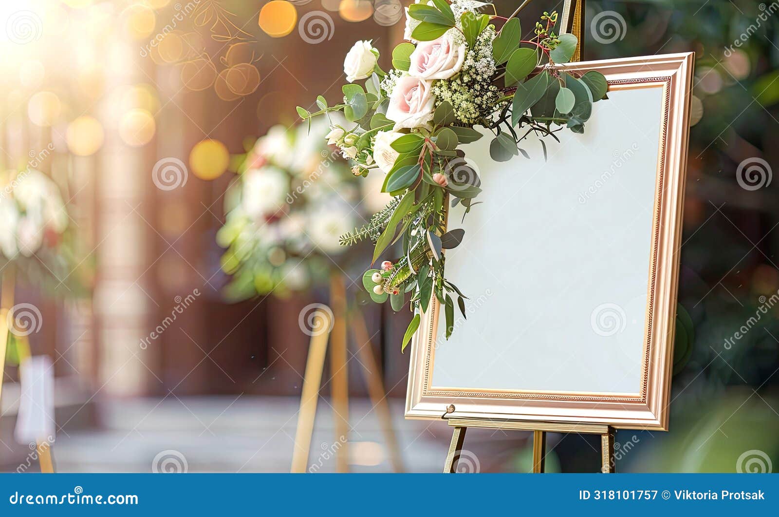 Mock Up, Welcome Empty Table Sign Of Cloud Shape Decorated With Orange ...