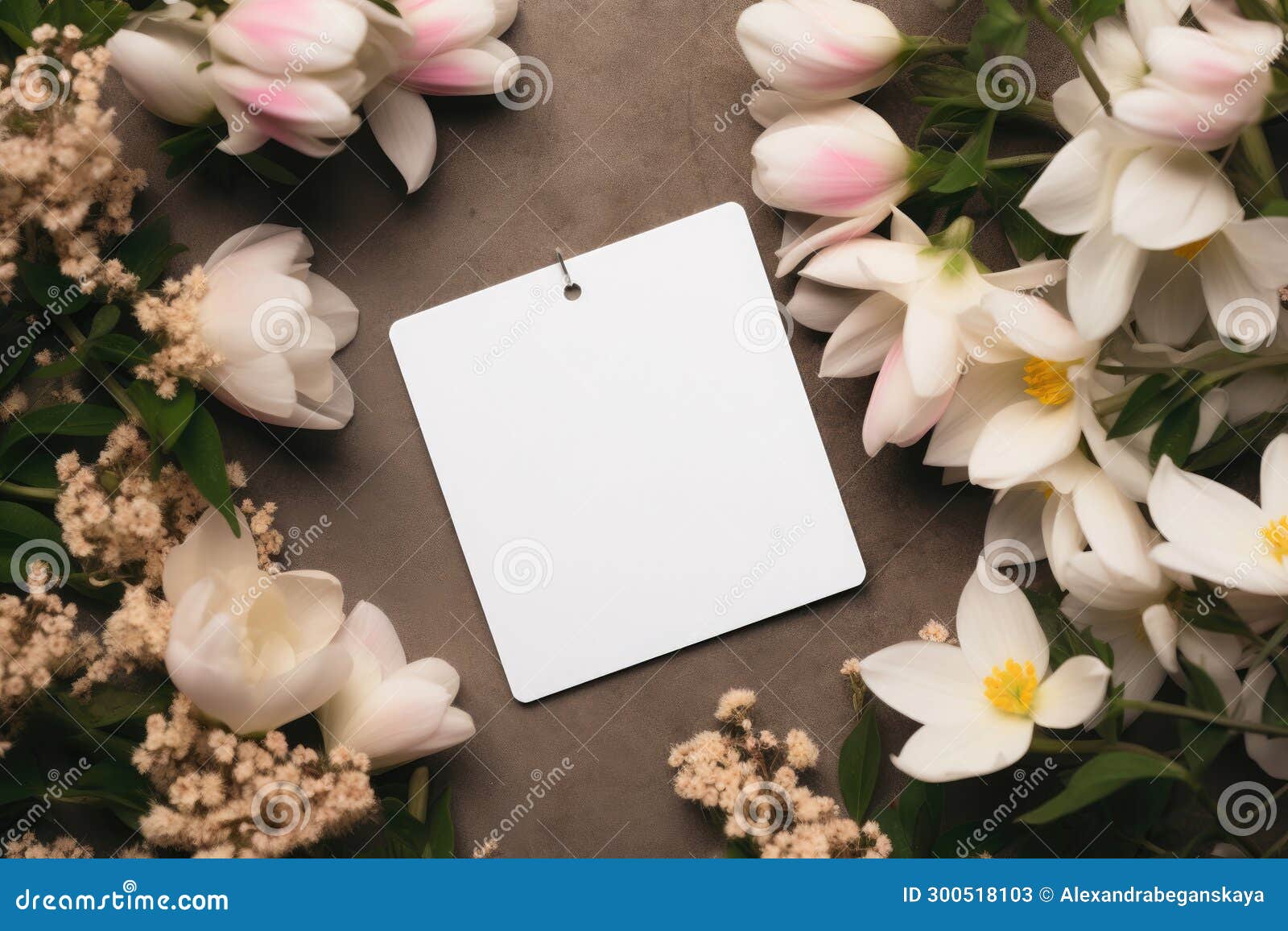 Layout of a White Card with Spring Flowers Stock Illustration ...