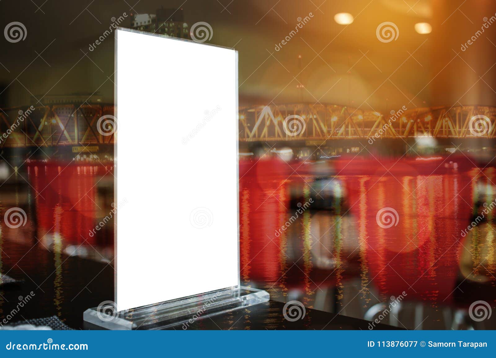 Mock Up White Label on the Table for Blank Menu Frame in Restaurant for ...