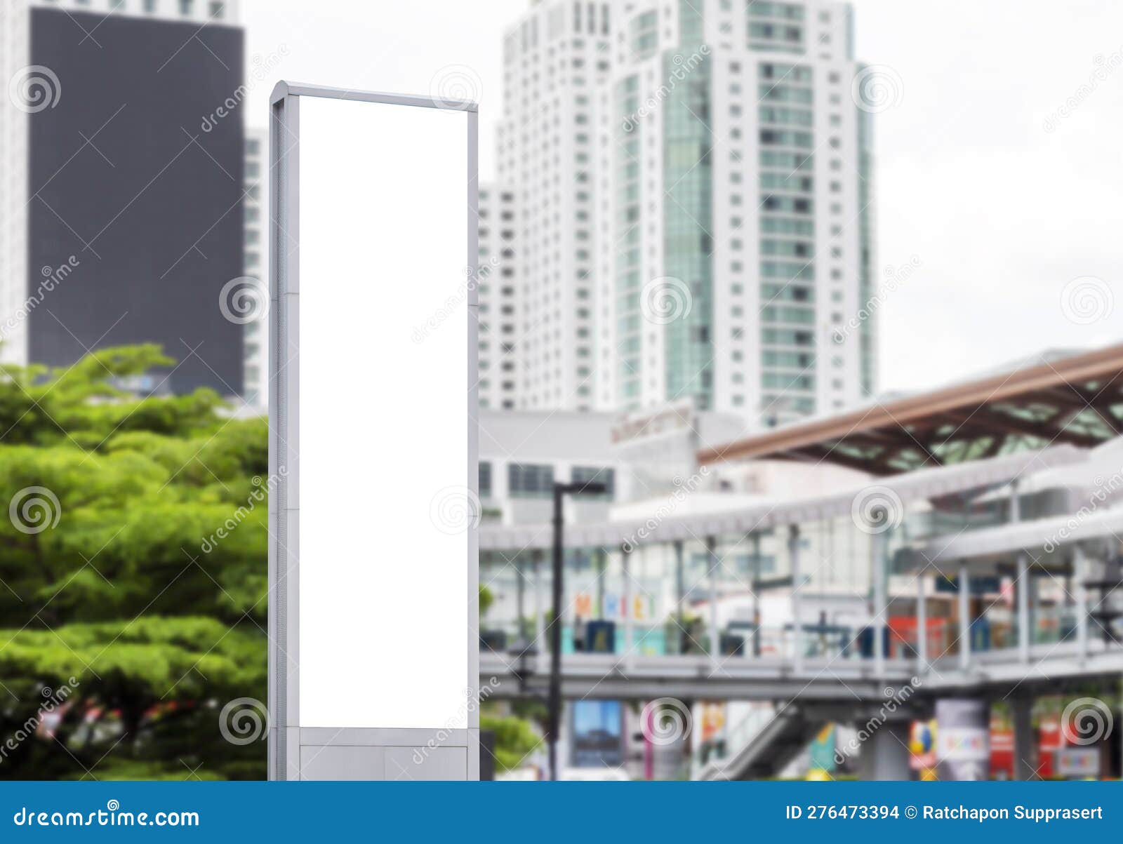 Mock Up White LED Display Vertical Billboard on Tower Pole with ...