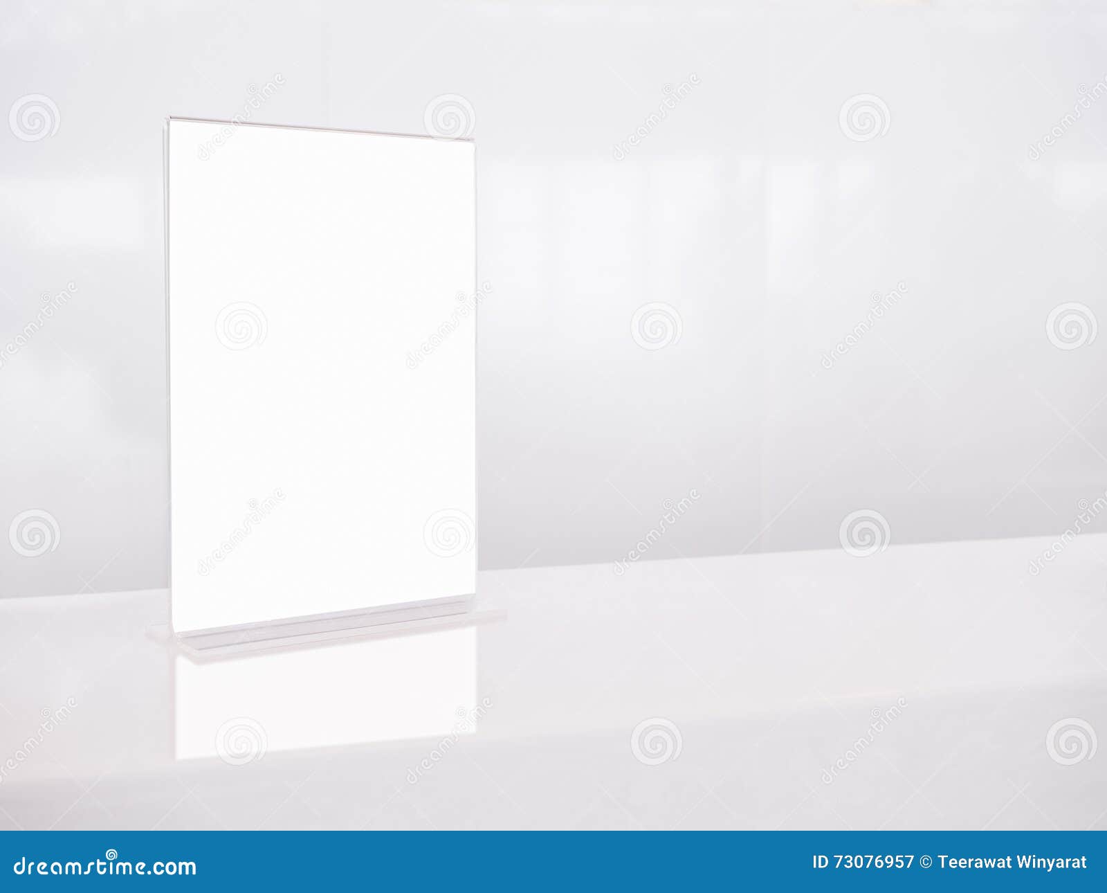Mock Up White Template Menu Frame on Table Counter Stock Image - Image ...