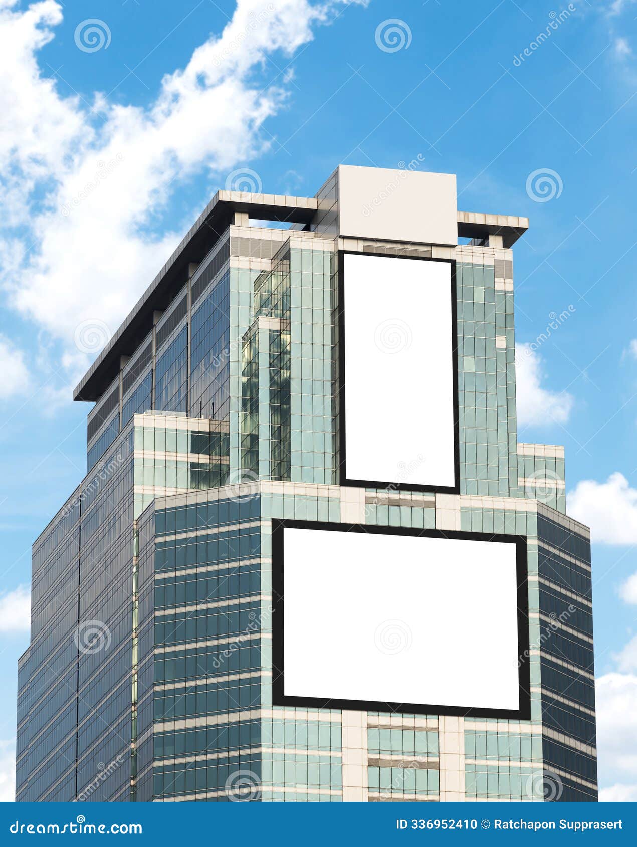 Mock Up White Vertical and Horizontal LED Display Billboard on Tower ...