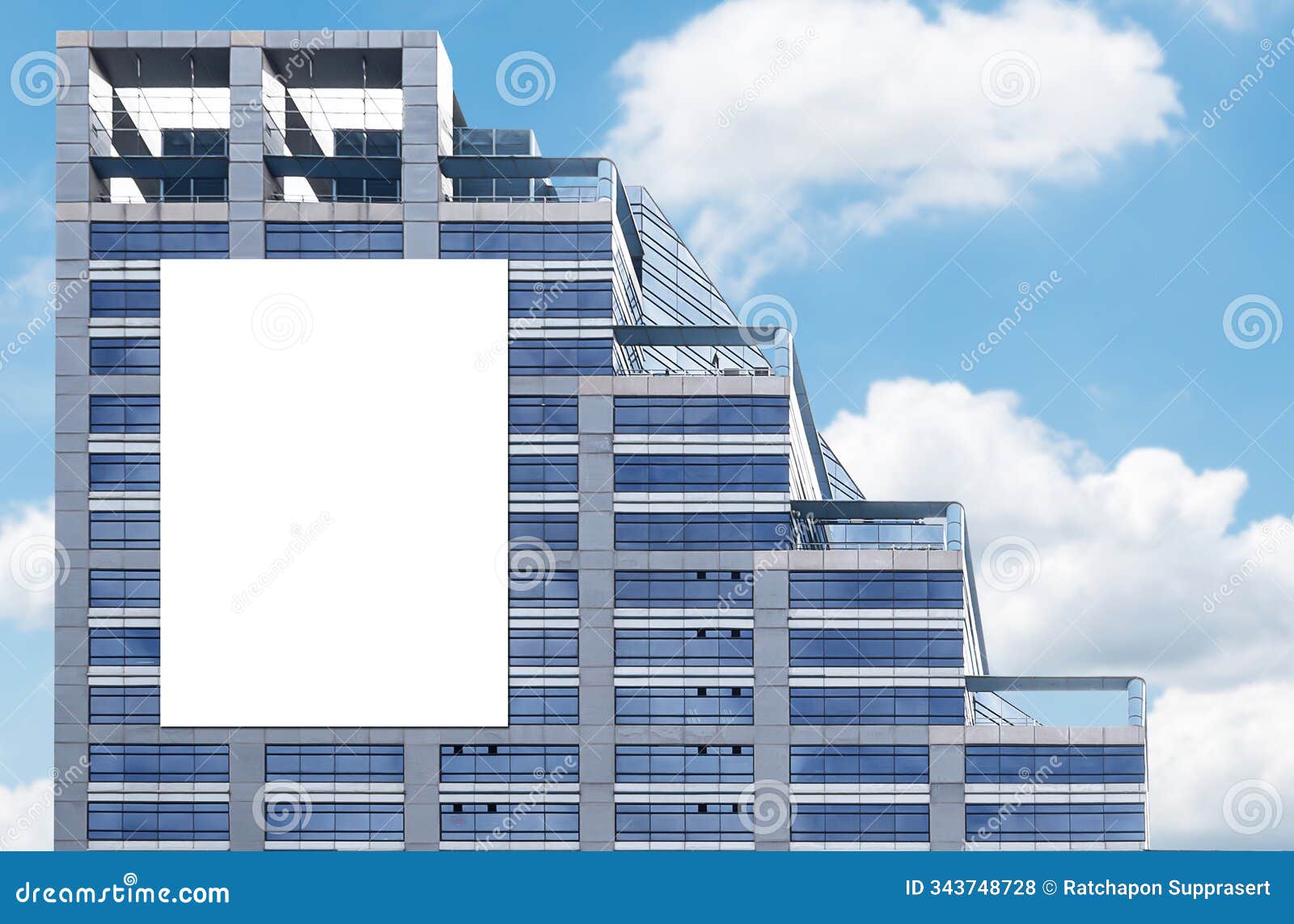 Mock Up White Vertical Large LED Display Billboard on Tower Building ...