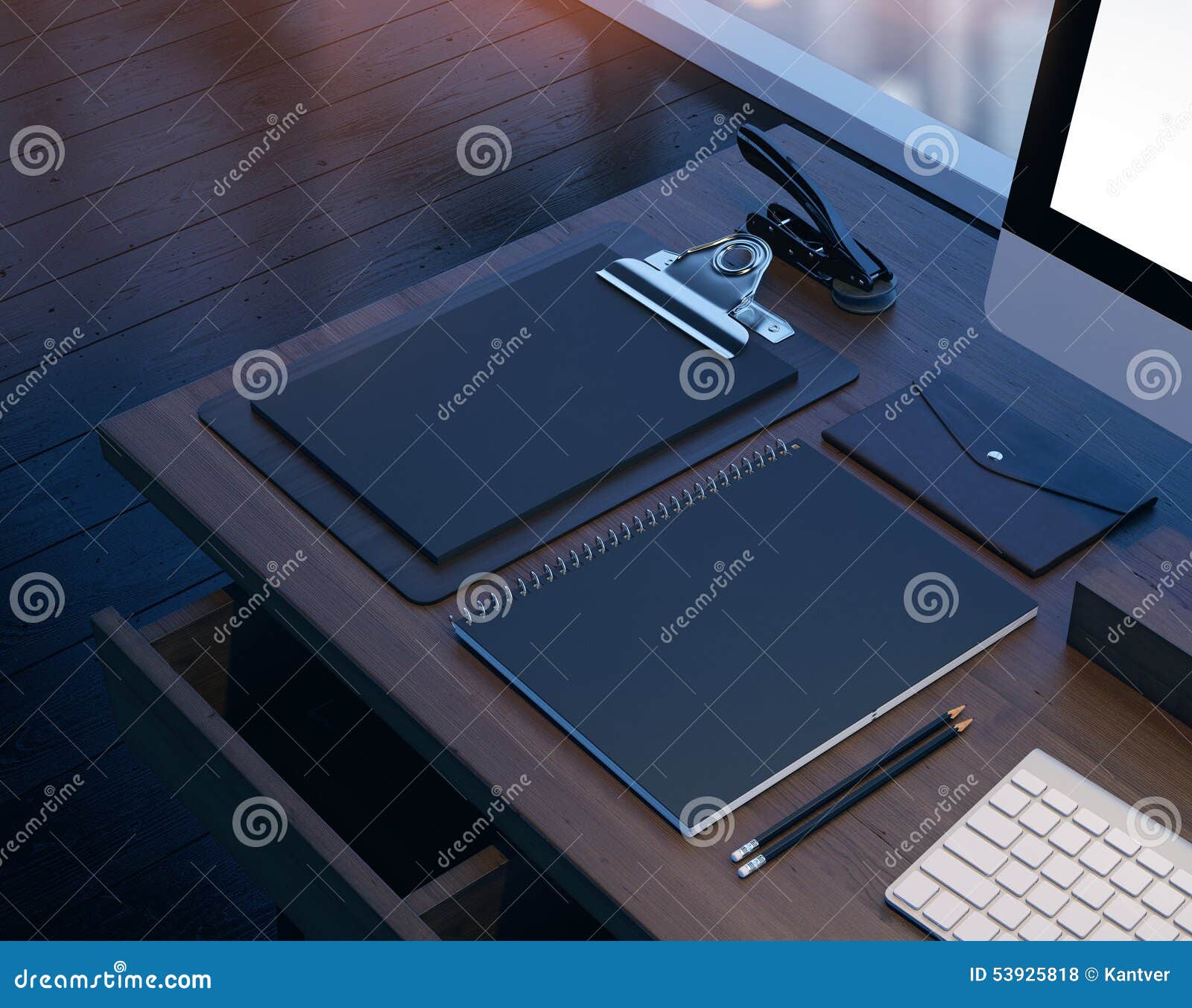 Mock Up of Workspace in the Modern Office. 3D Stock Photo - Image of ...