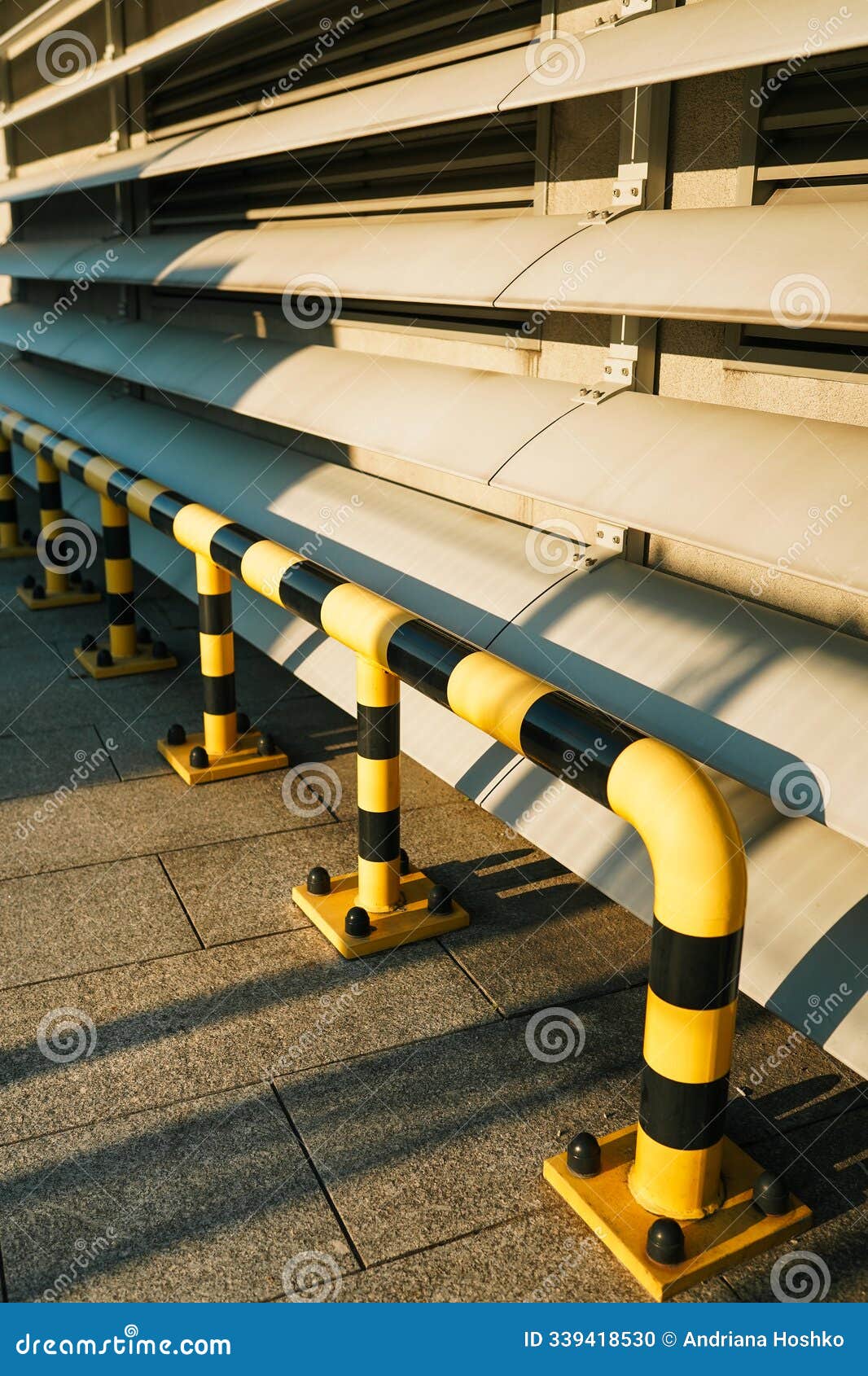 Mock Up Yellow and Black Pattern Steel Barrier Isolated on White ...