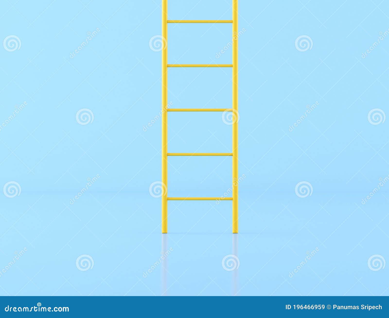 Mock Up of Yellow Ladder in Blue Wall,minimal, Concept Idea of ...