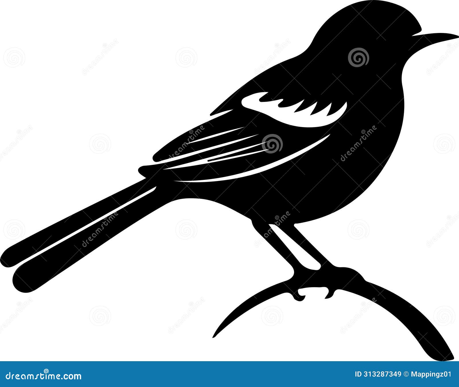 Mockingbird Black Silhouette Generative Ai Stock Vector - Illustration ...