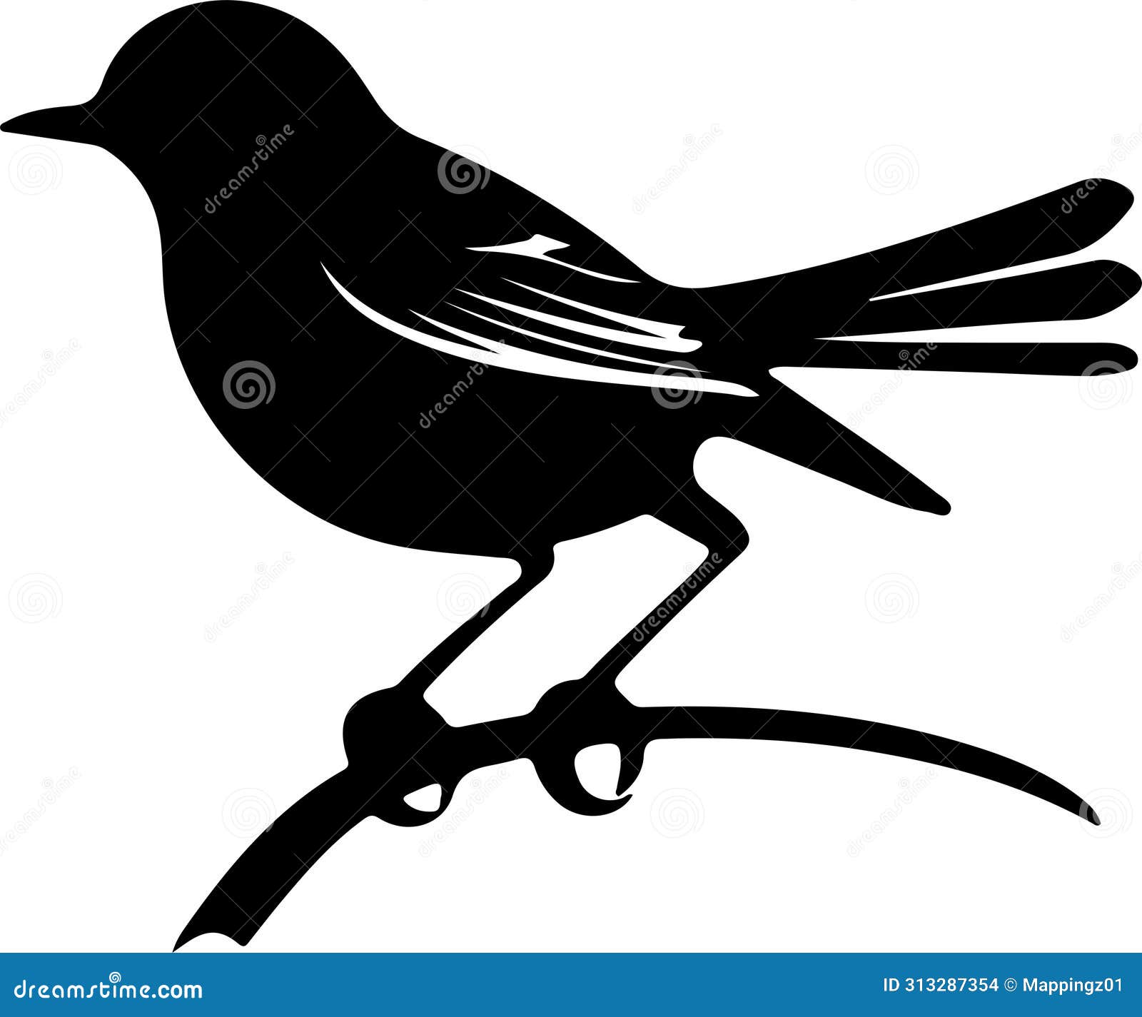 Mockingbird Black Silhouette Generative Ai Stock Vector - Illustration ...