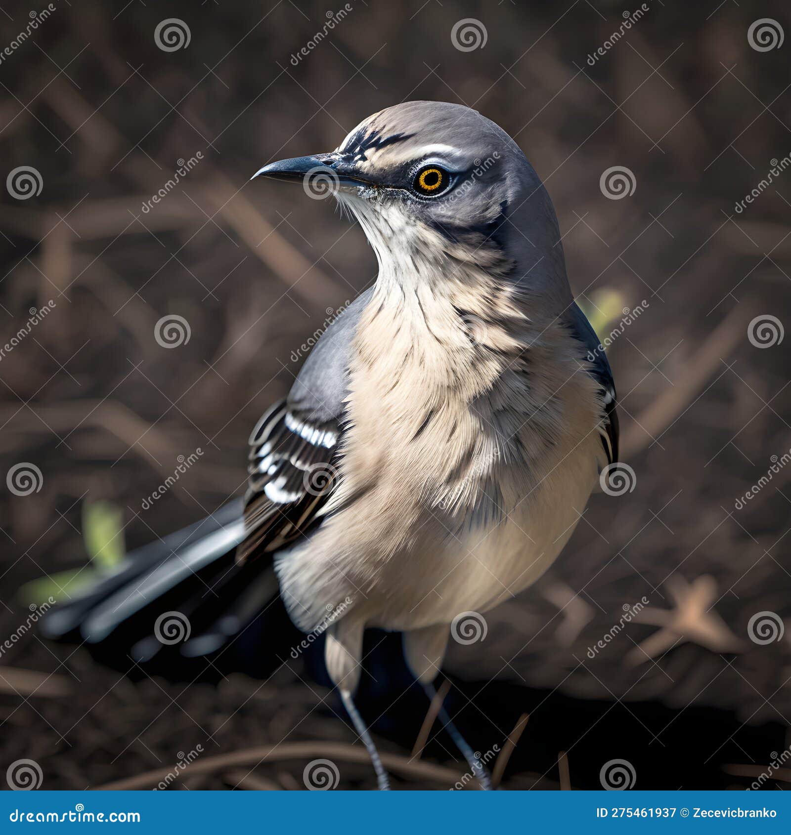 Mockingbird on the Ground stock illustration. Illustration of colors ...
