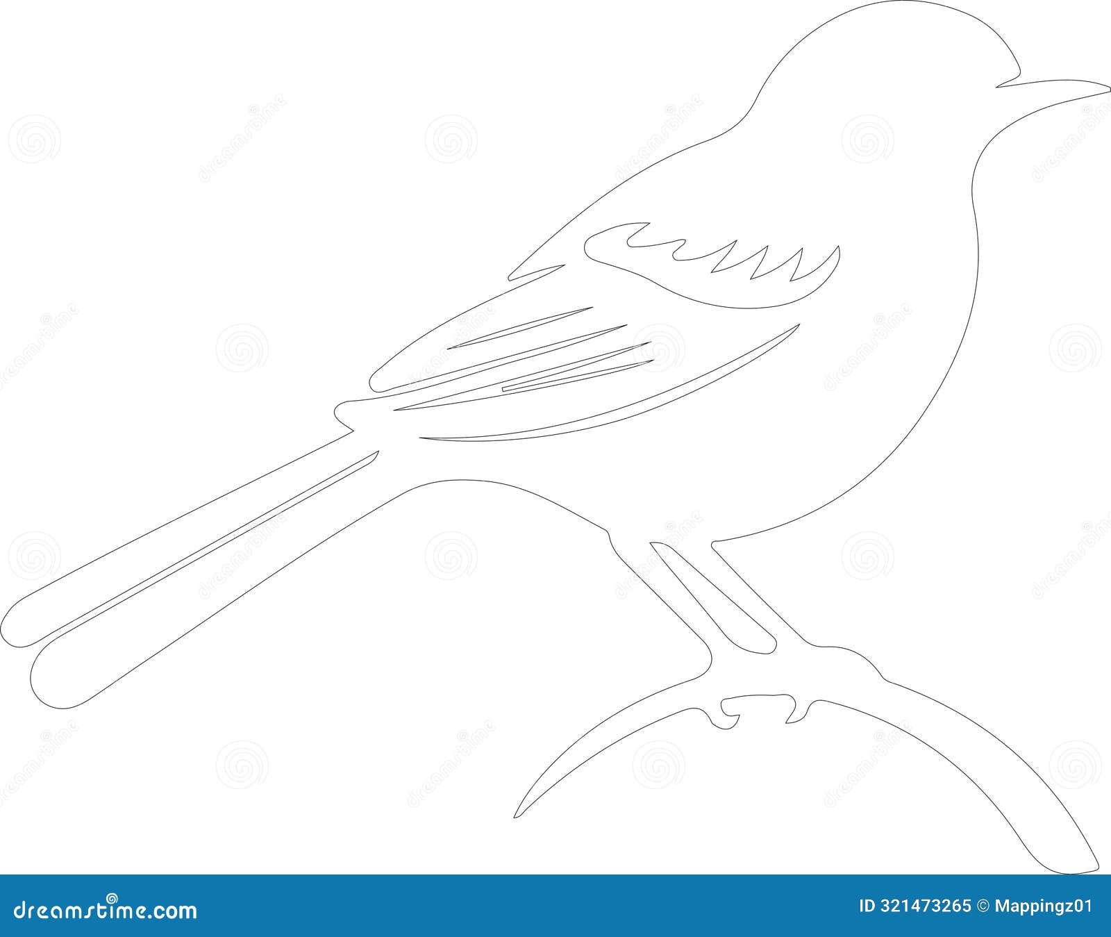 Mockingbird Outline Silhouette Generative Ai Cartoon Vector ...