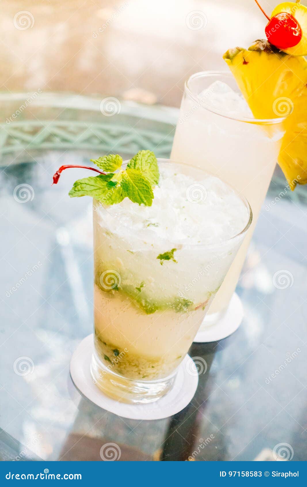 Mocktails glass stock image. Image of soda, lemon, sweet - 97158583
