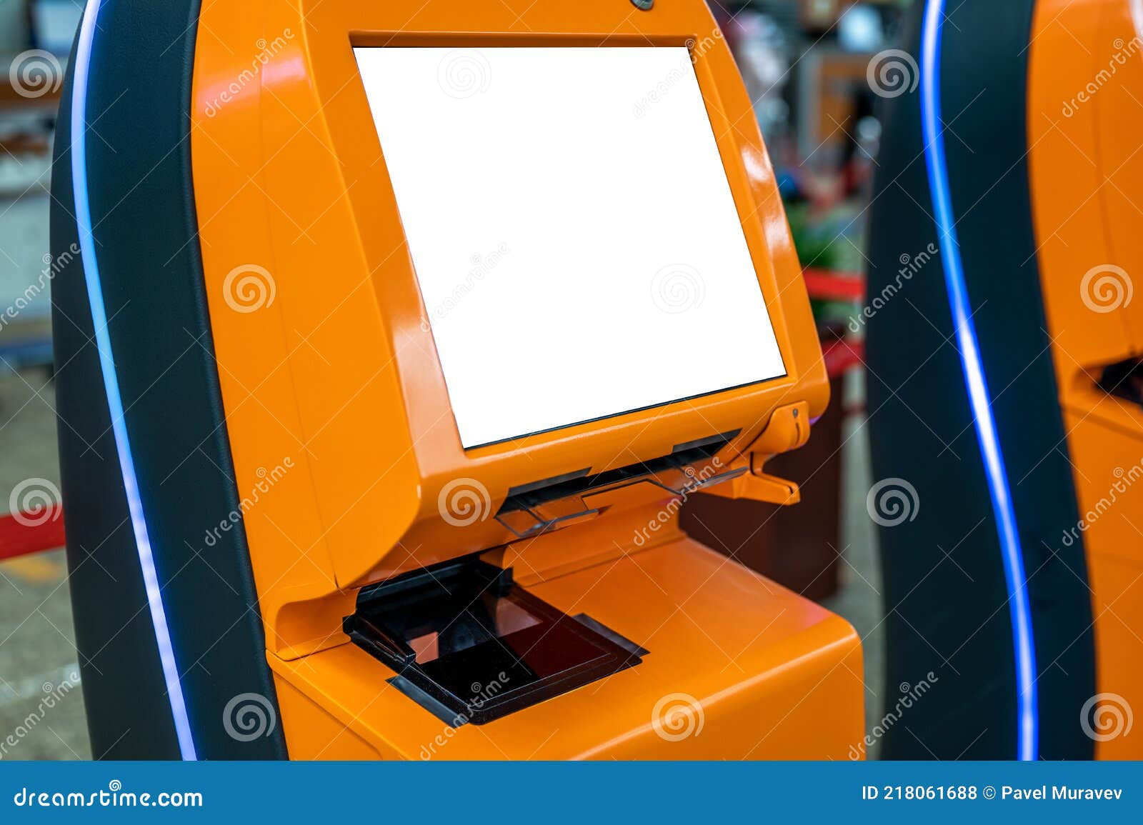 Mockup Airport Self Check-in Device with Blank White Screen. Self ...