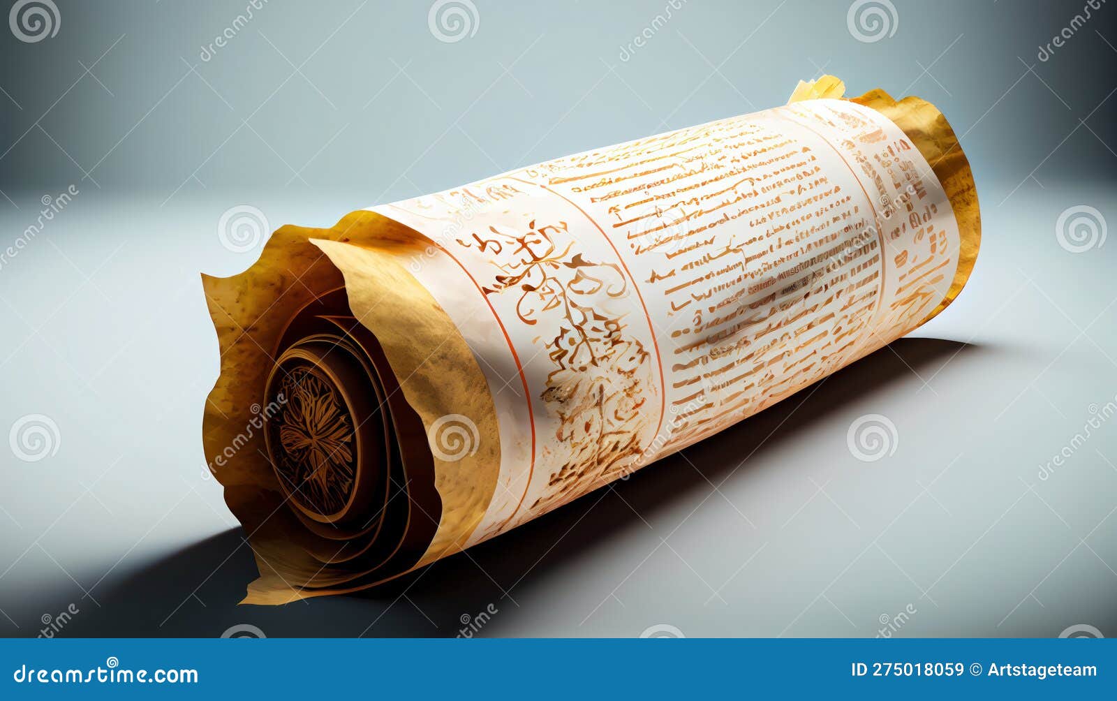 Mockup Of An Ancien Parchment Sroll On Alpha Transparent Background. AI ...