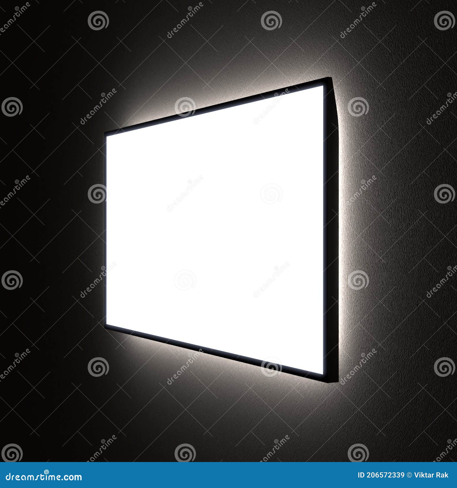 MockUp of Angle View of TV, Frame or Ad Screen with Backlight in the ...