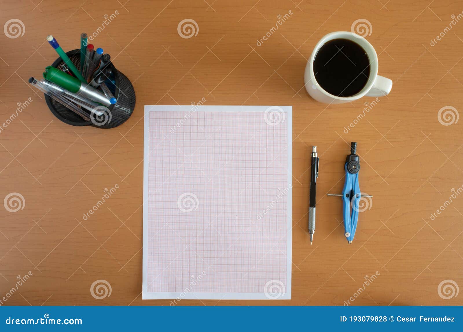 Mockup for Architects or Designers with Graph Paper Stock Photo - Image ...