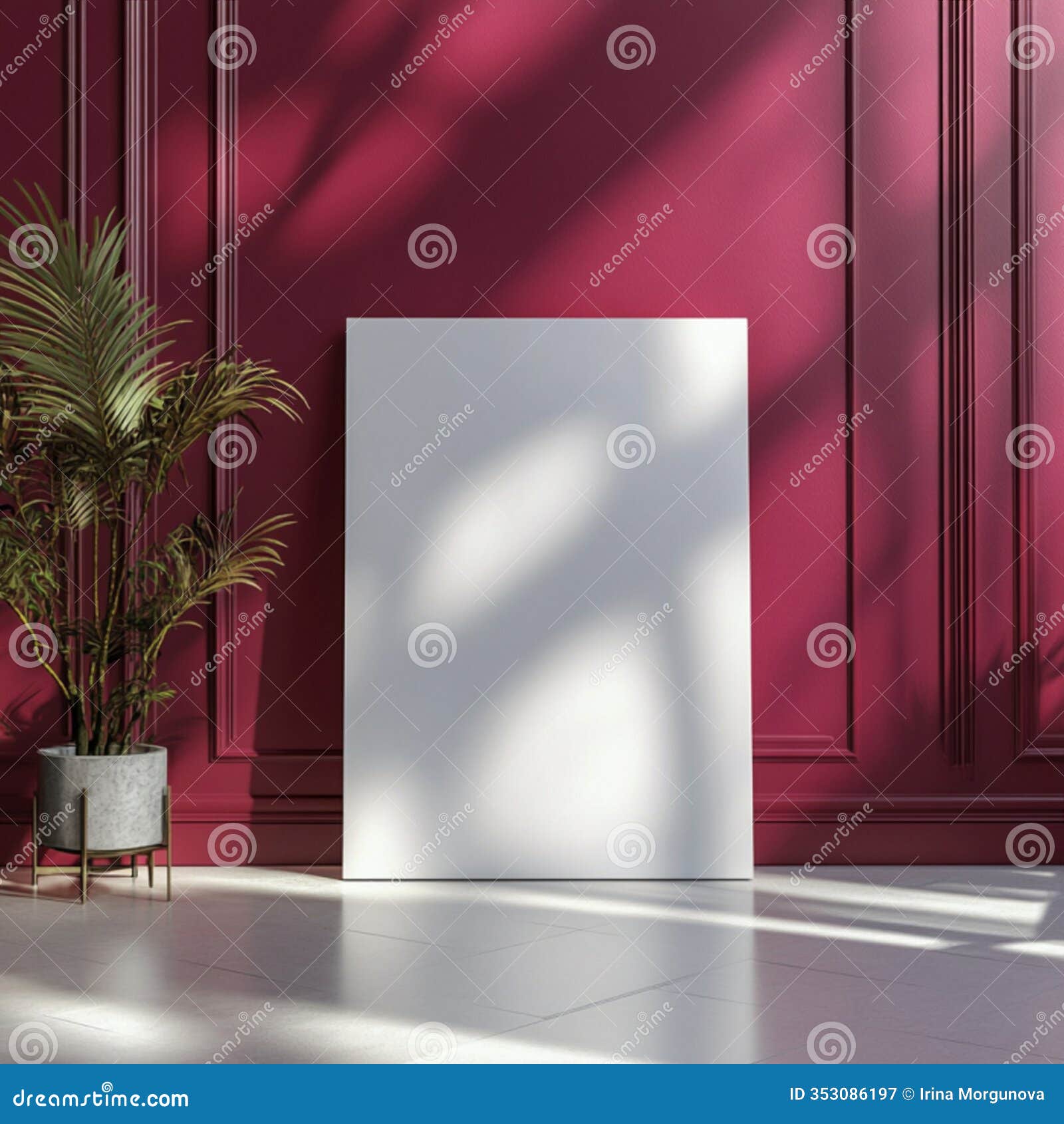 Mockup Artist Canvas In Vertical Format On Red Background. Format Front ...