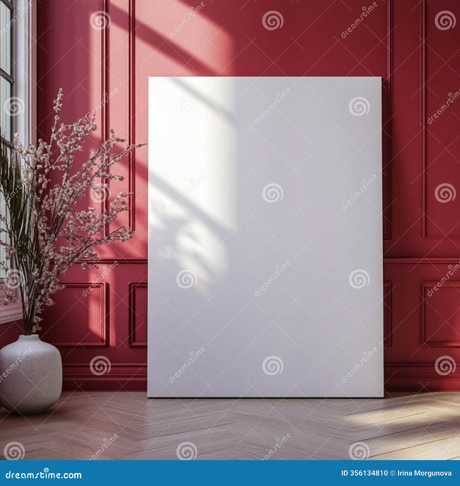 Mockup Artist Canvas In Vertical Format On Red Background. Format Front ...