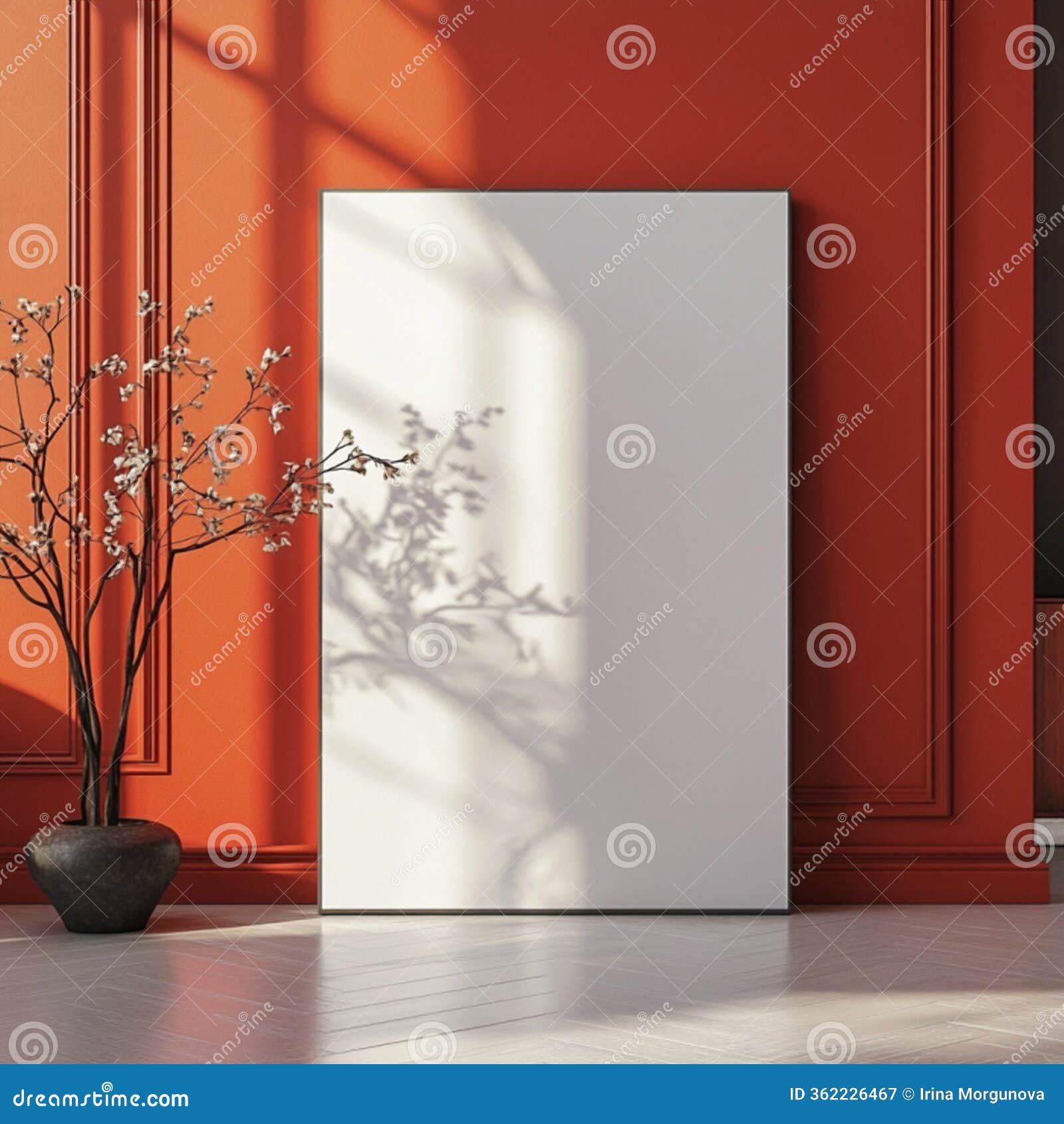 Mockup Artist Canvas In Vertical Format On Red Background. Format Front ...