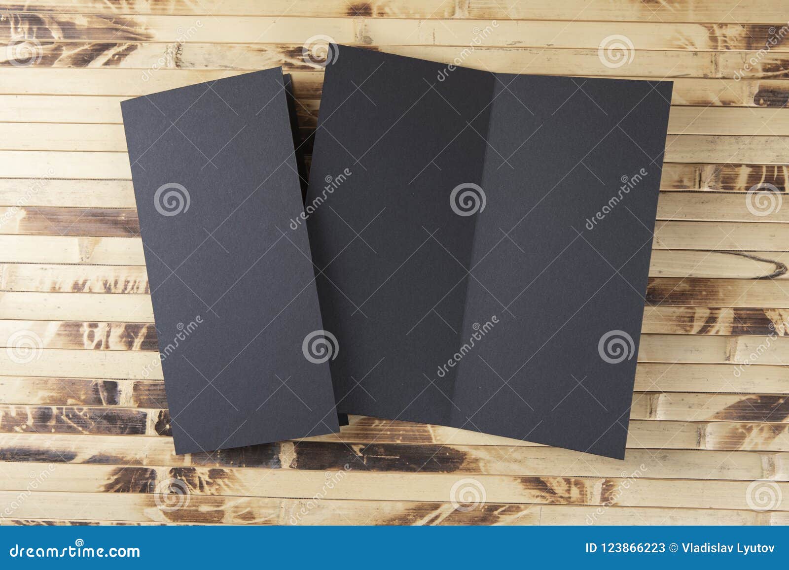Mockup of Black Booklet on Bamboo Background Stock Image - Image of ...