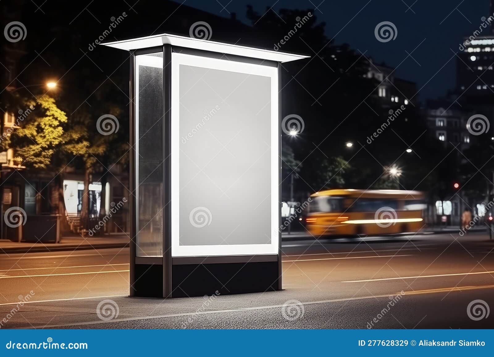 A Mockup of a Blank Advertising Light Box on a Bus Stop Stock ...