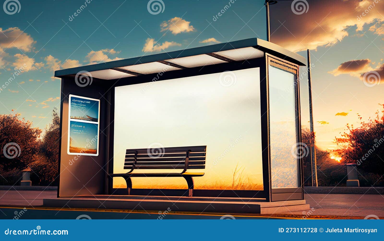 Mockup of Blank Advertising Light Box on the Bus Stop. Generative AI ...
