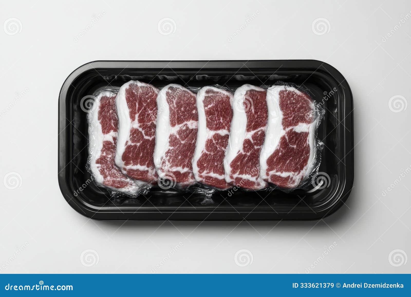 Mockup of Blank Plastic Beef Trays with Black and White Labels Stock ...
