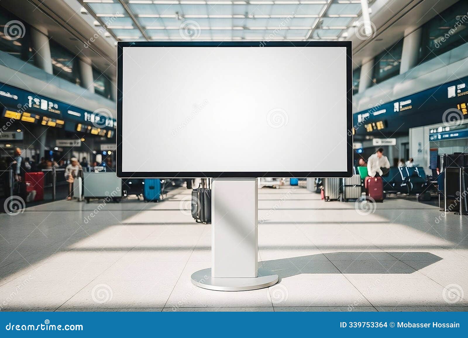 Mockup Blank White Billboard Mockup at an Airport Terminal for ...