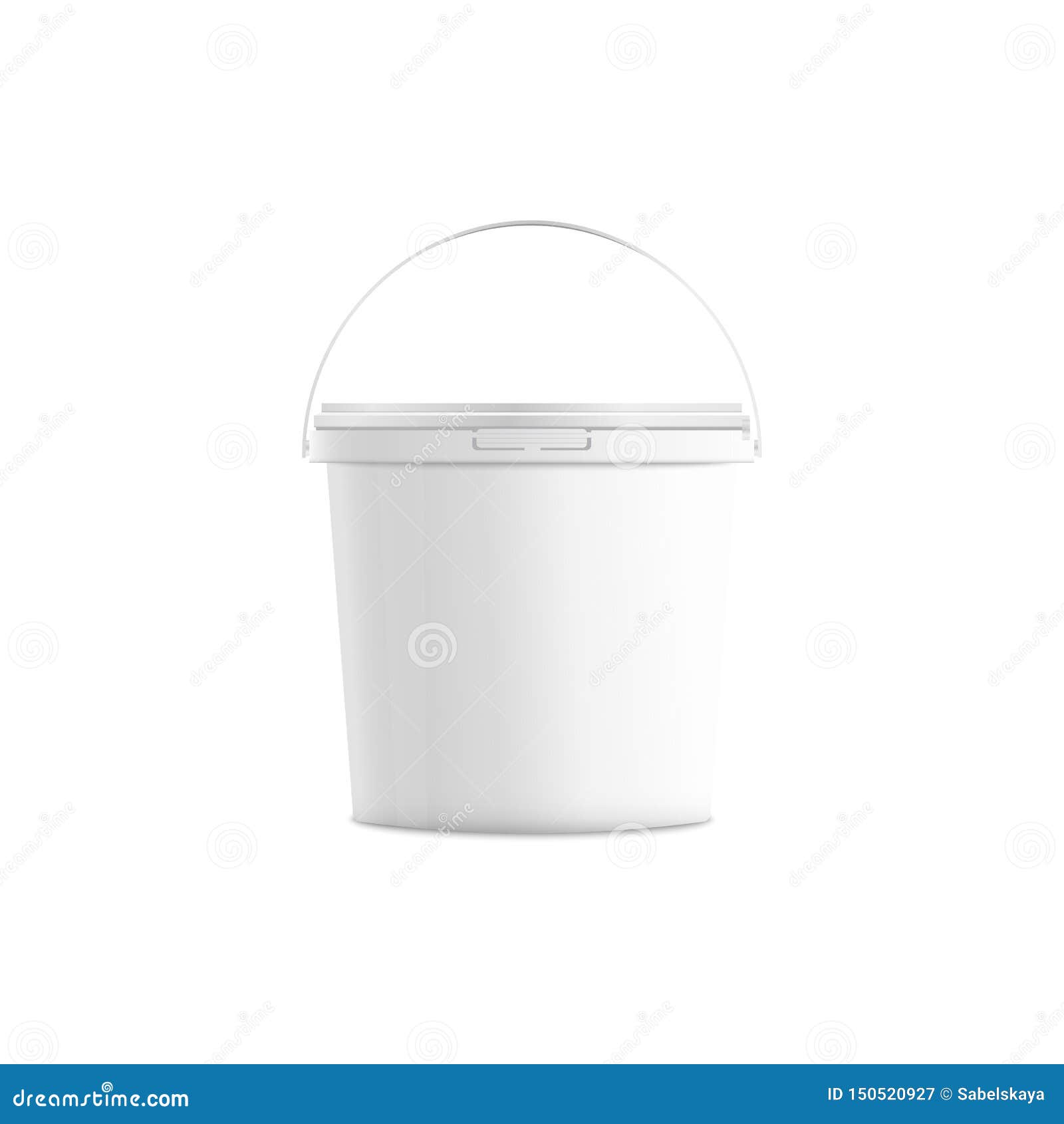 Mockup of Blank White Plastic Bucket with Handle Up Realistic Style ...