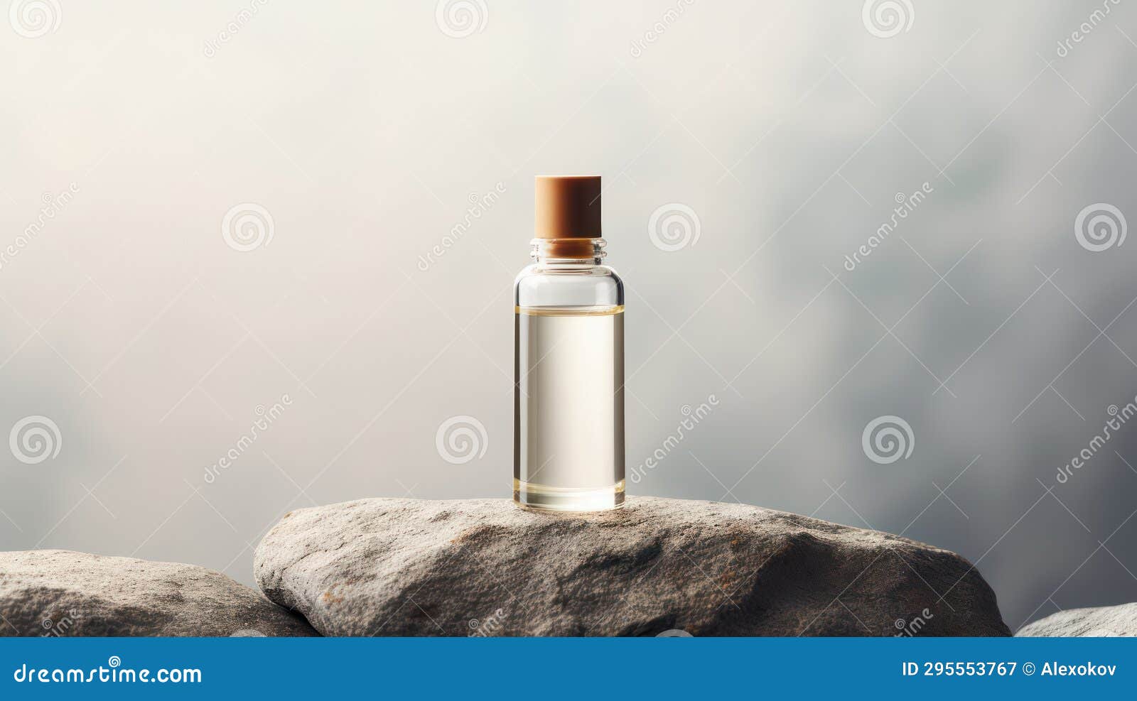 Mockup Bottle of Essential Oil on a Stone. 3d Rendering Generative AI ...