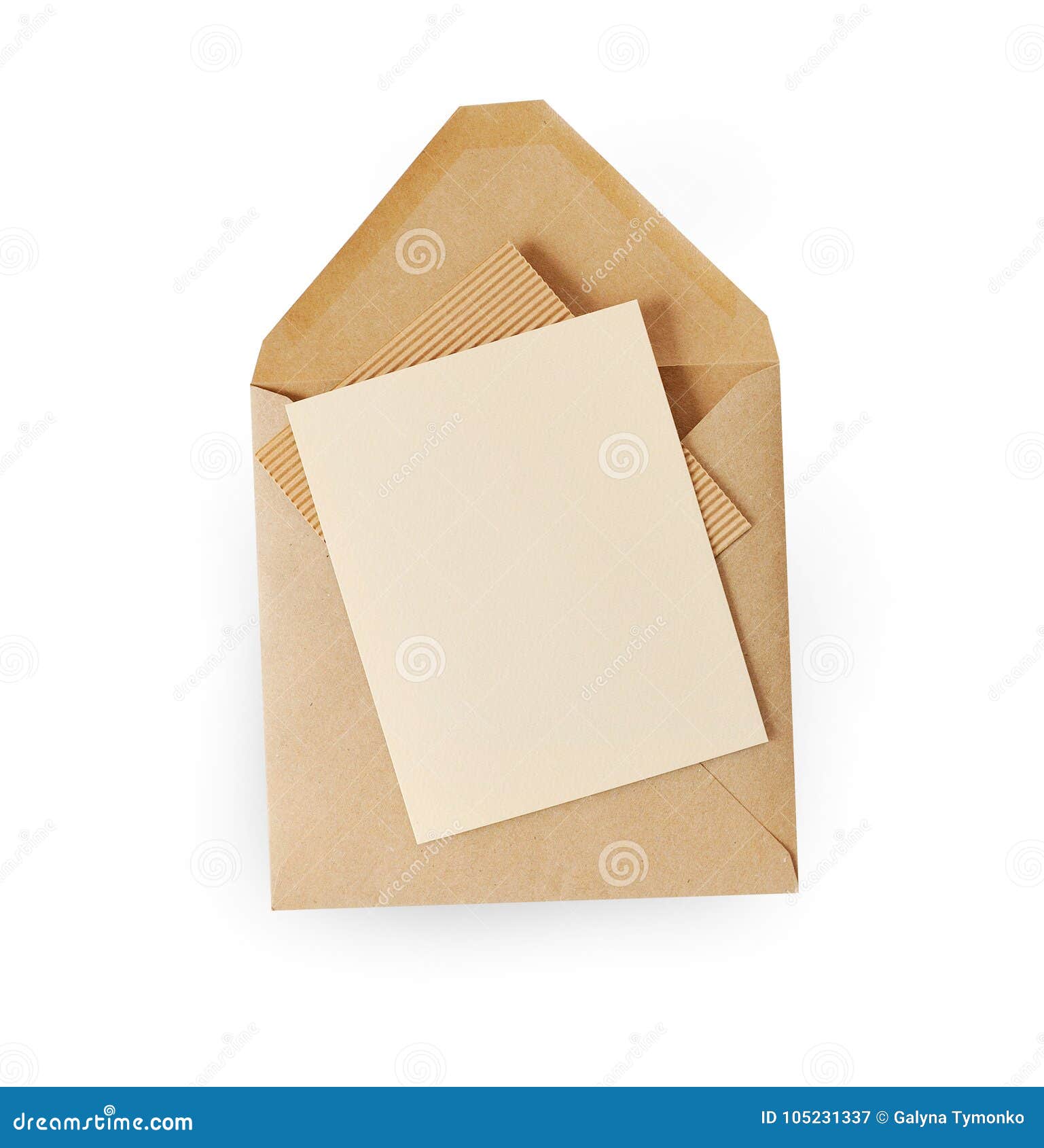 Mockup Brown Kraft Envelope Document Isolated on White Background ...