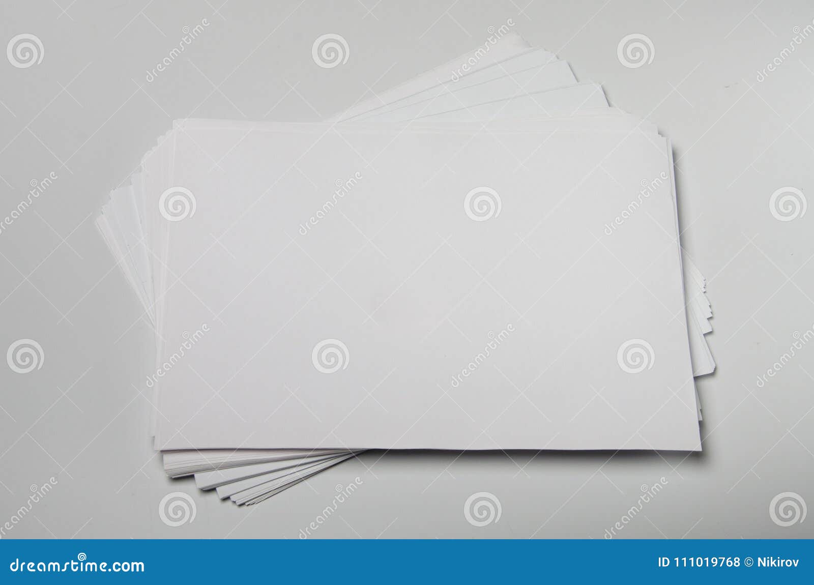 Mockup of Business Cards Fan Stack at Empty White Textured Paper ...