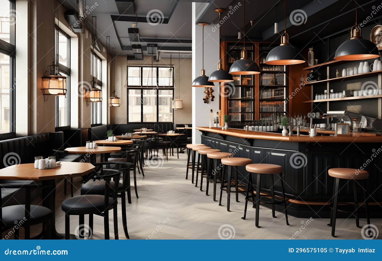 Cafe Interior with Empty Bar Counter Dinner Generative AI Stock ...