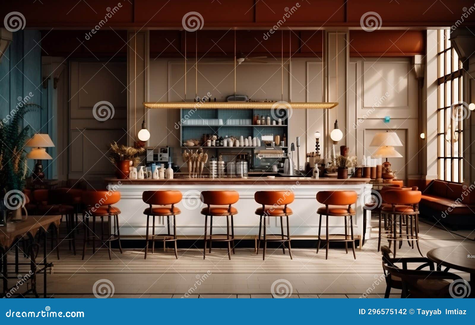 Cafe Interior with Empty Bar Counter Dinner Generative AI Stock ...