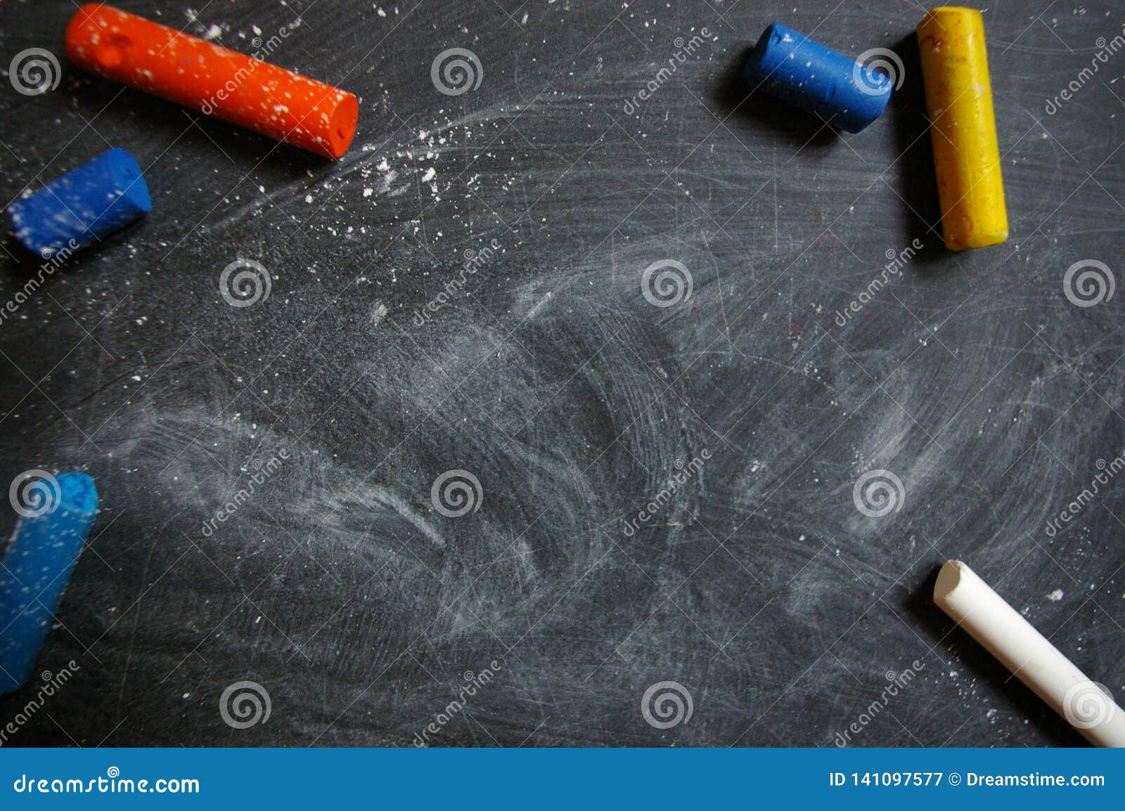 Mockup with Colorful Chulk on Black Chulk Board with Space for Text ...