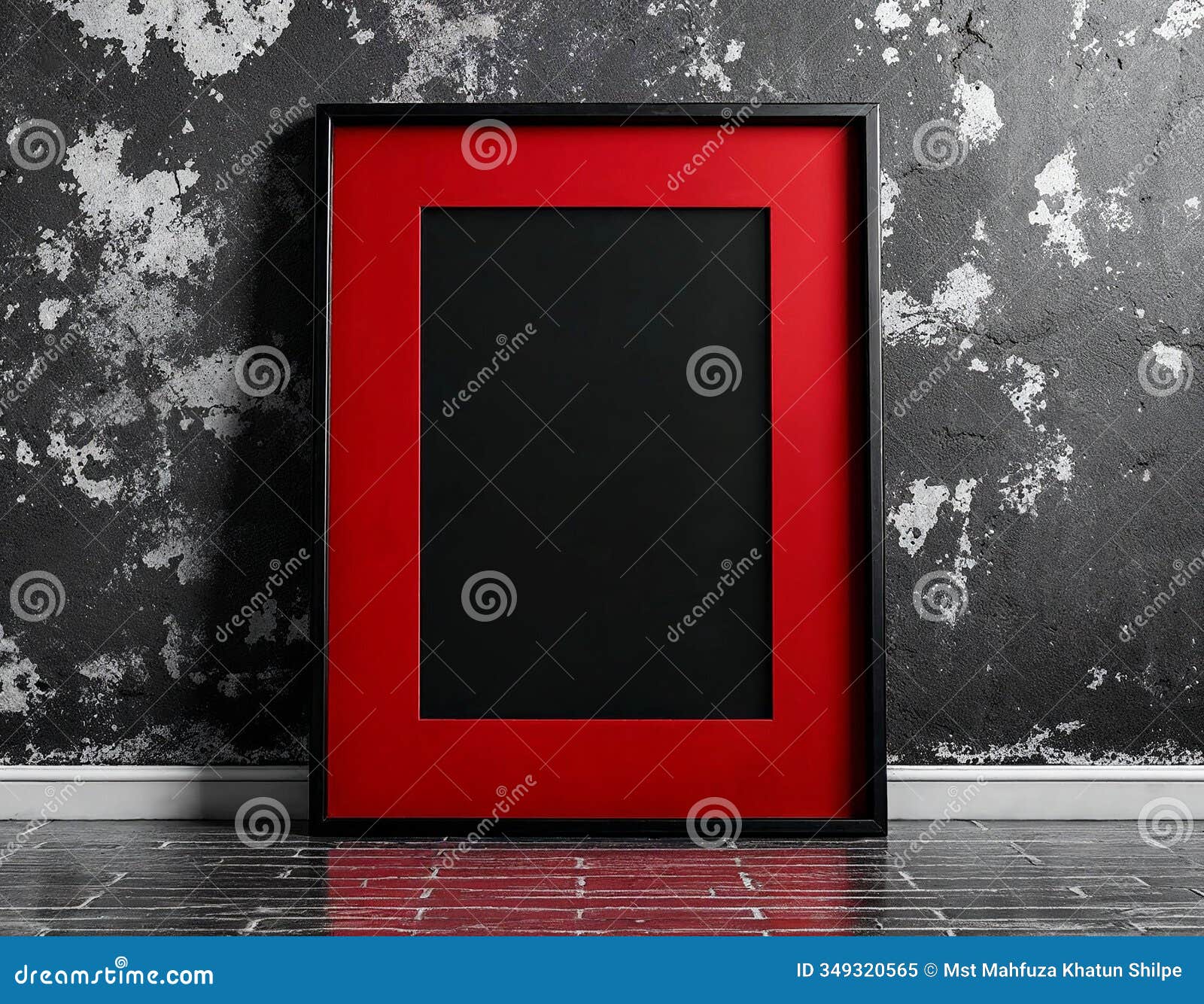Modern Black and Red Picture Frame on Grunge Wall Stock Image - Image ...